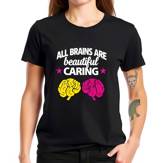 Brains Beautiful Tee Caring Inclusive Message Bright Supportive Style ...