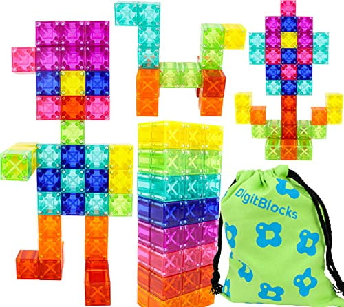 Brainspark DigitBlocks- 48pcs Translucent Magnetic Blocks, Toddler ...