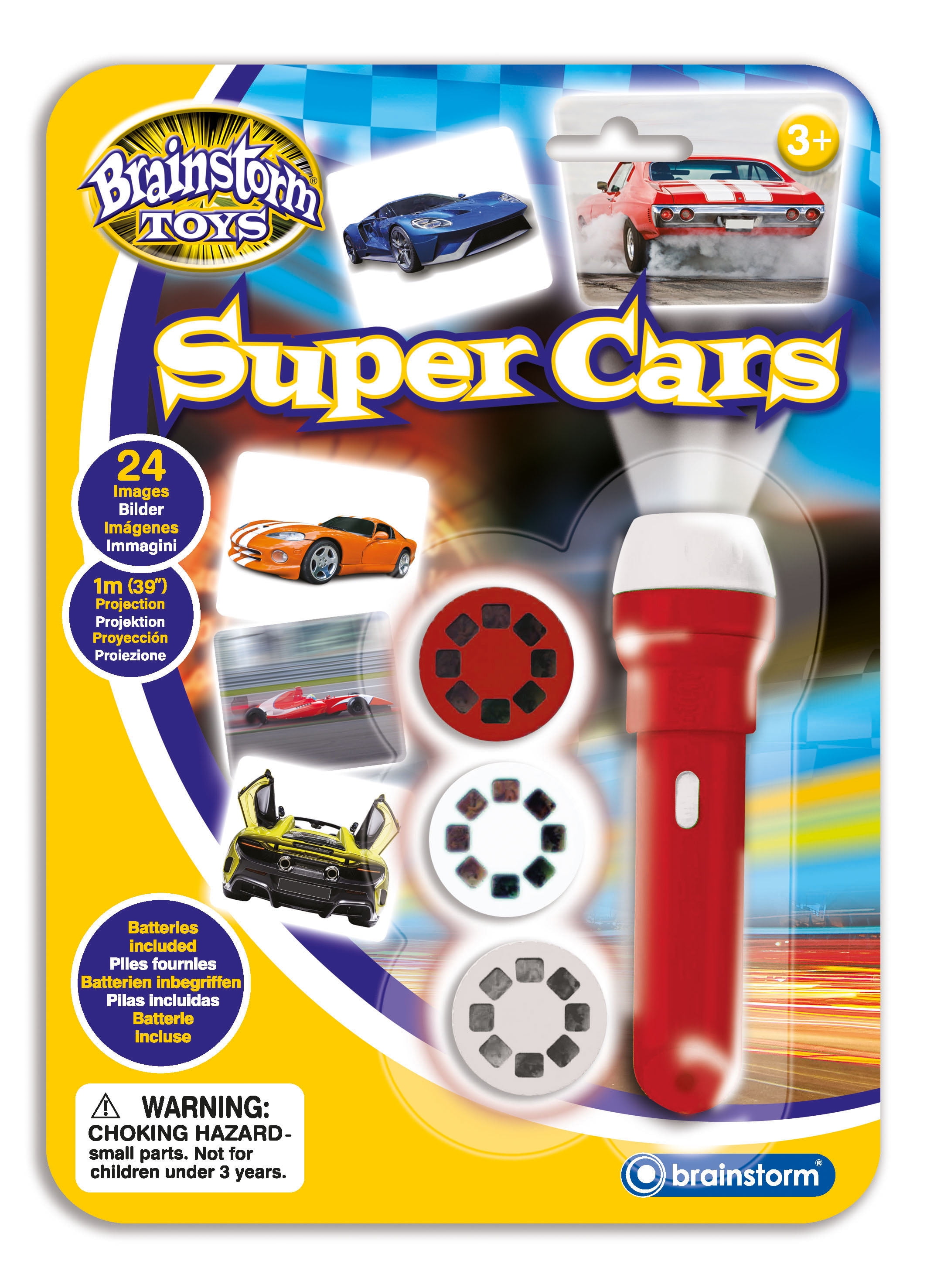 Brainstorm Toy Super Cars Flashlight and Projector w/ 24 Car Images ...