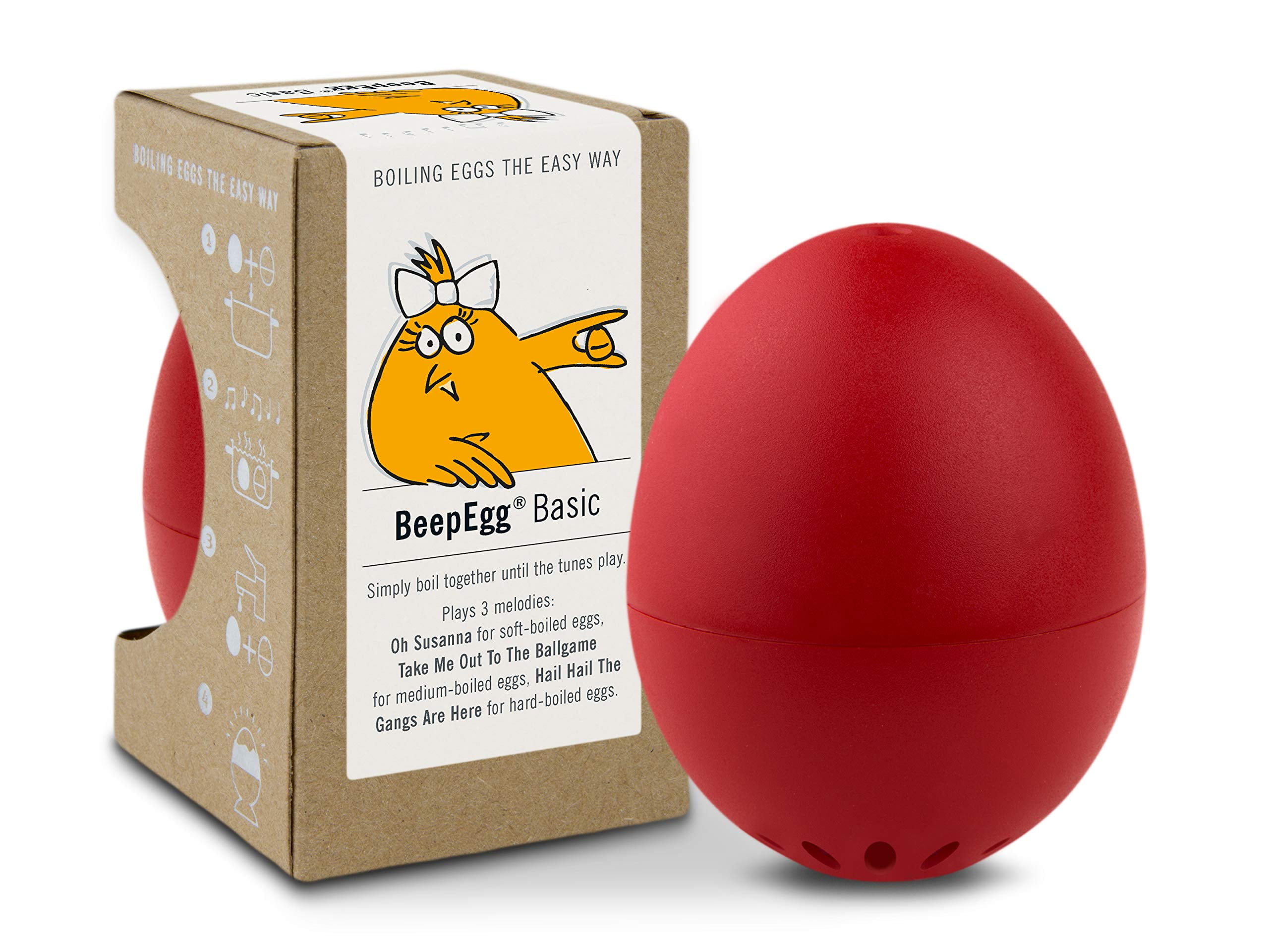 Brainstream BeepEgg Singing and Floating Egg Timer for Boiled Eggs, Red ...