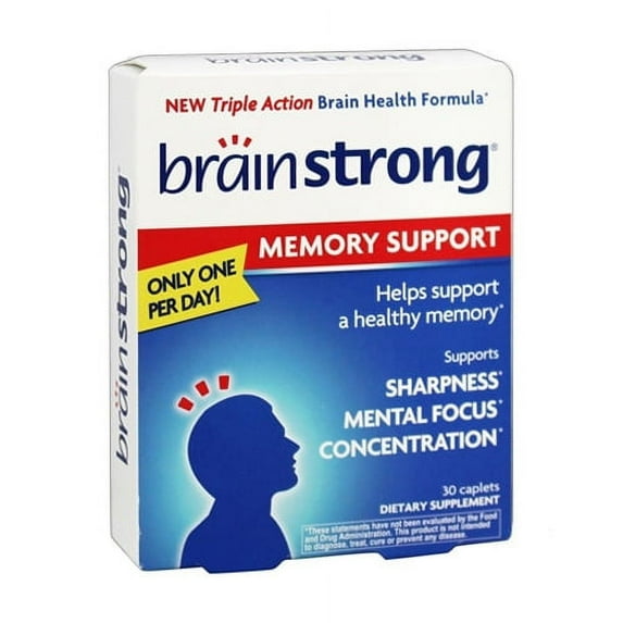 BrainStrong Memory Support Supplement, 30 Caplets, Mental Clarity and ...