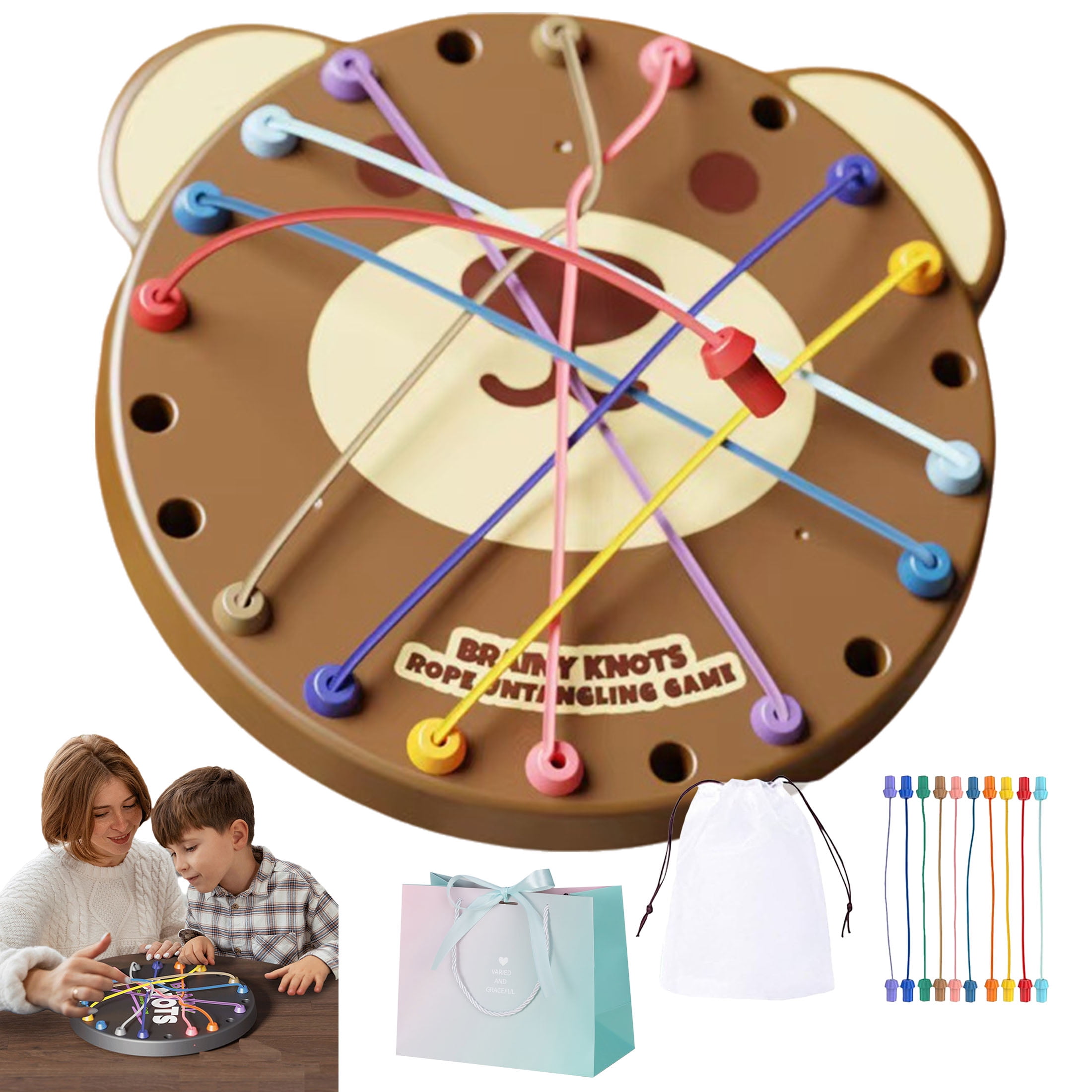 Brainy Knots Rope Untangling Game, Strategy Board Game Rope Untangling Challenge Game, Colorful ...