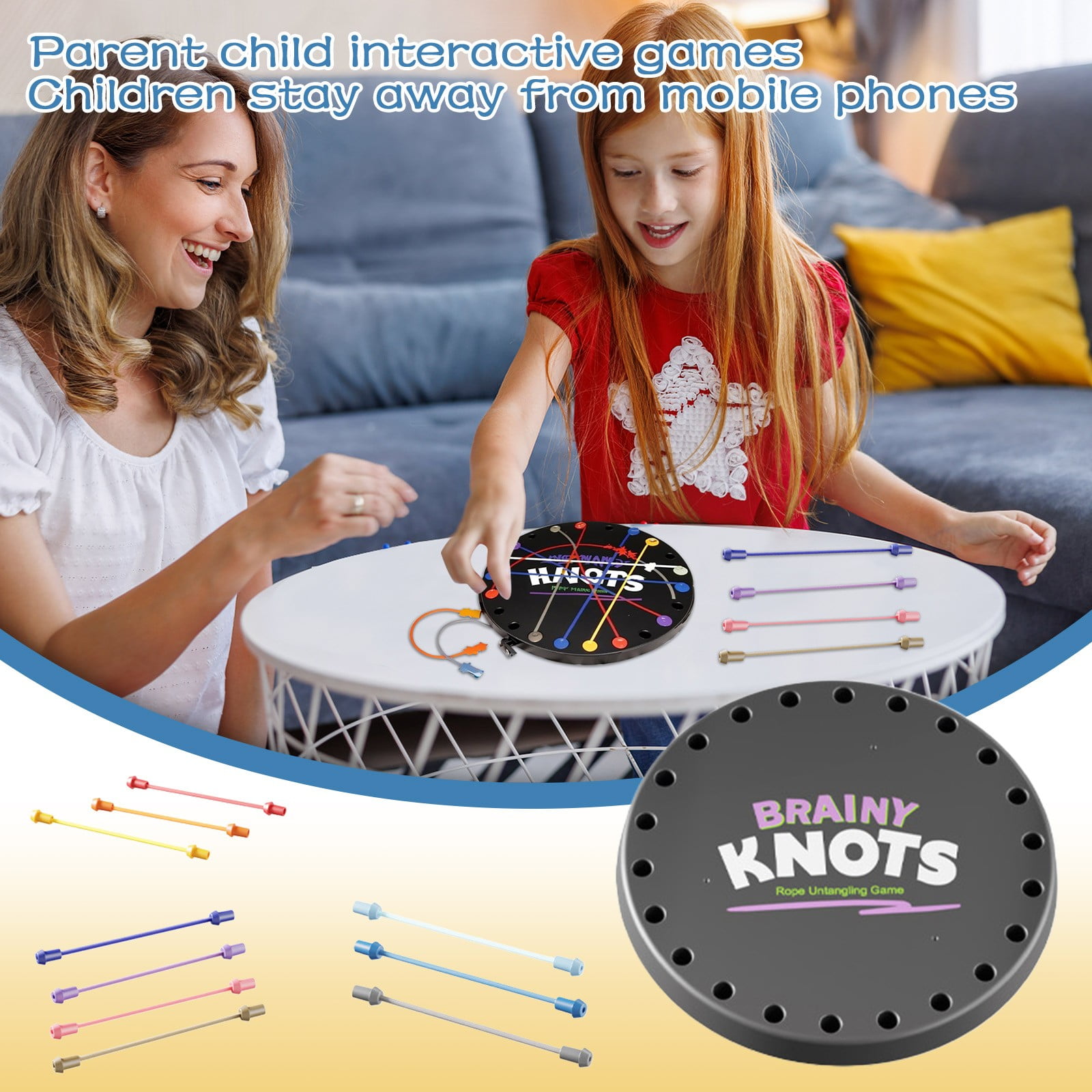Brainy Knots Rope Untangling Game, Strategy Board Game Rope Untangling Challenge Game, Colorful ...