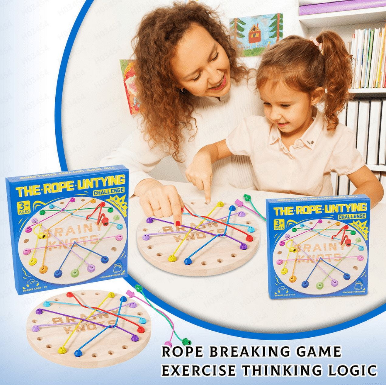 Brainy Knots Rope Untangling Game, Strategy Board Game, Colorful Twisted Tangler Rope Sorting ...