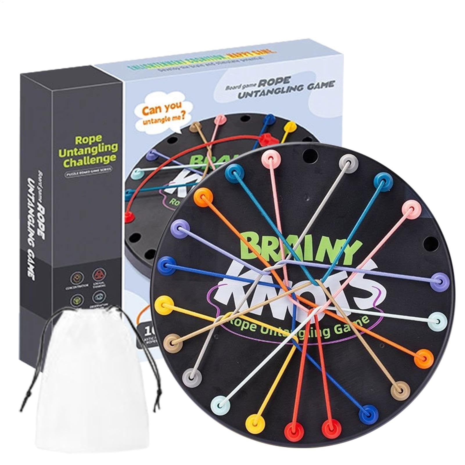 Brainy Knots Rope Untangling Game, Strategy Board Game Rope Untangling Challenge Game, Colorful ...