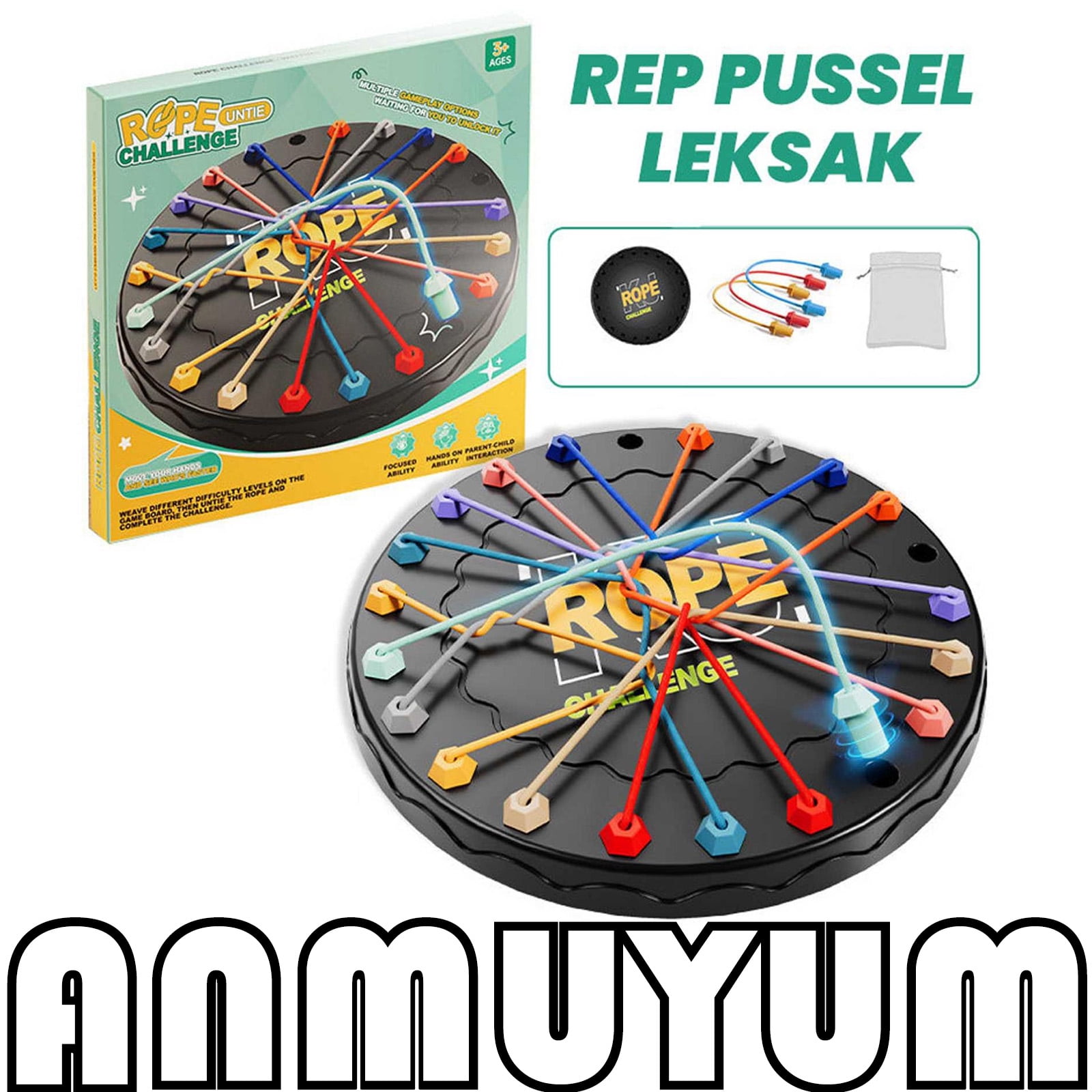 Brainy Knots Rope Untangling Game,Twist Board,Stack Game,Lacing Toy ...