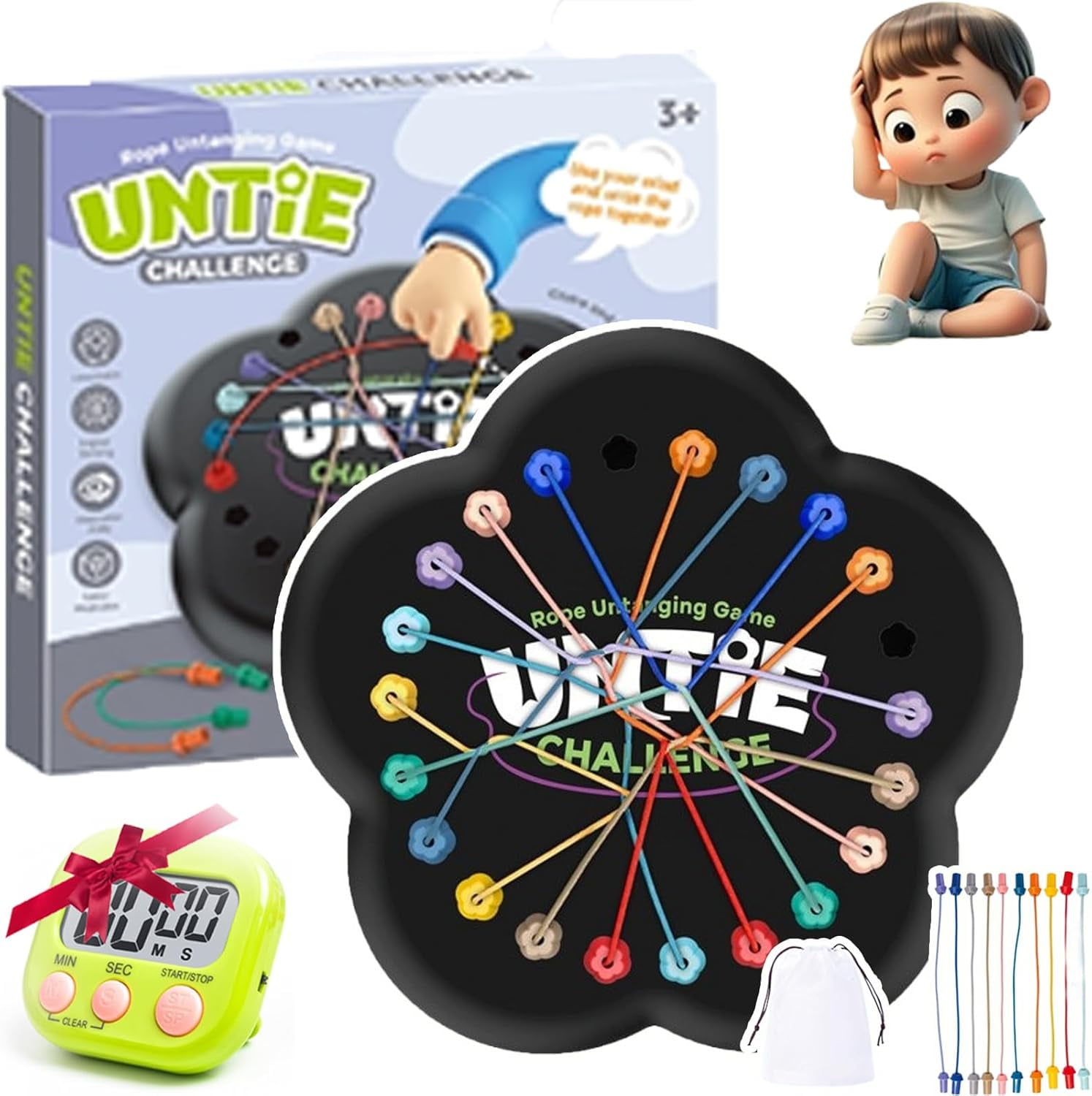 Brainy Knots Rope Untangling Table, Brainy Knots Game, Rope Challenge ...