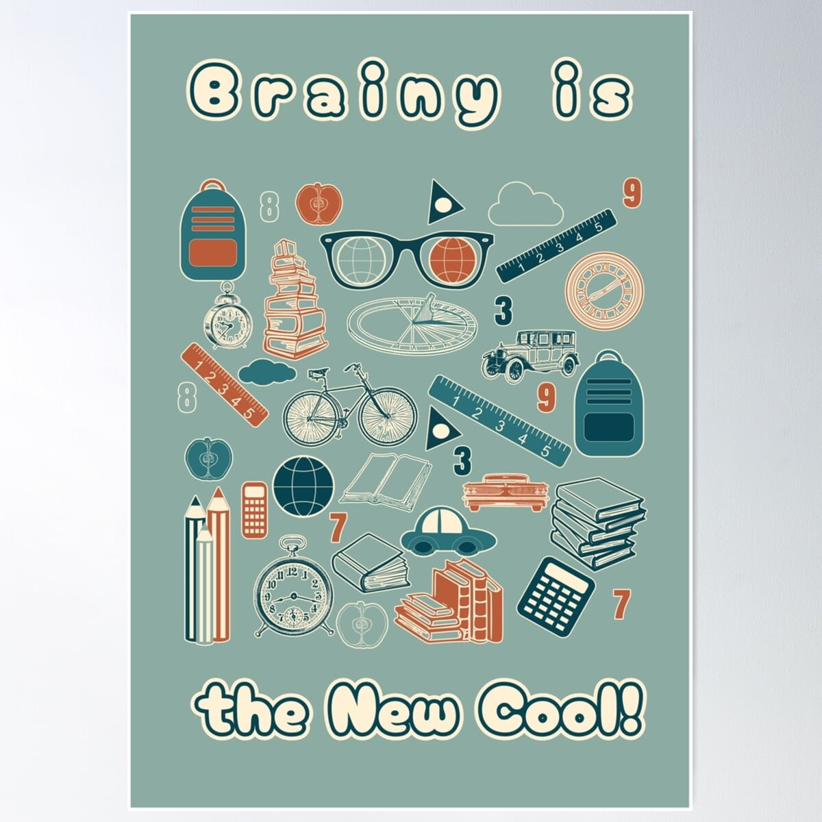 Brainy Is The New Cool! Educational Back To School Pattern On Light ...