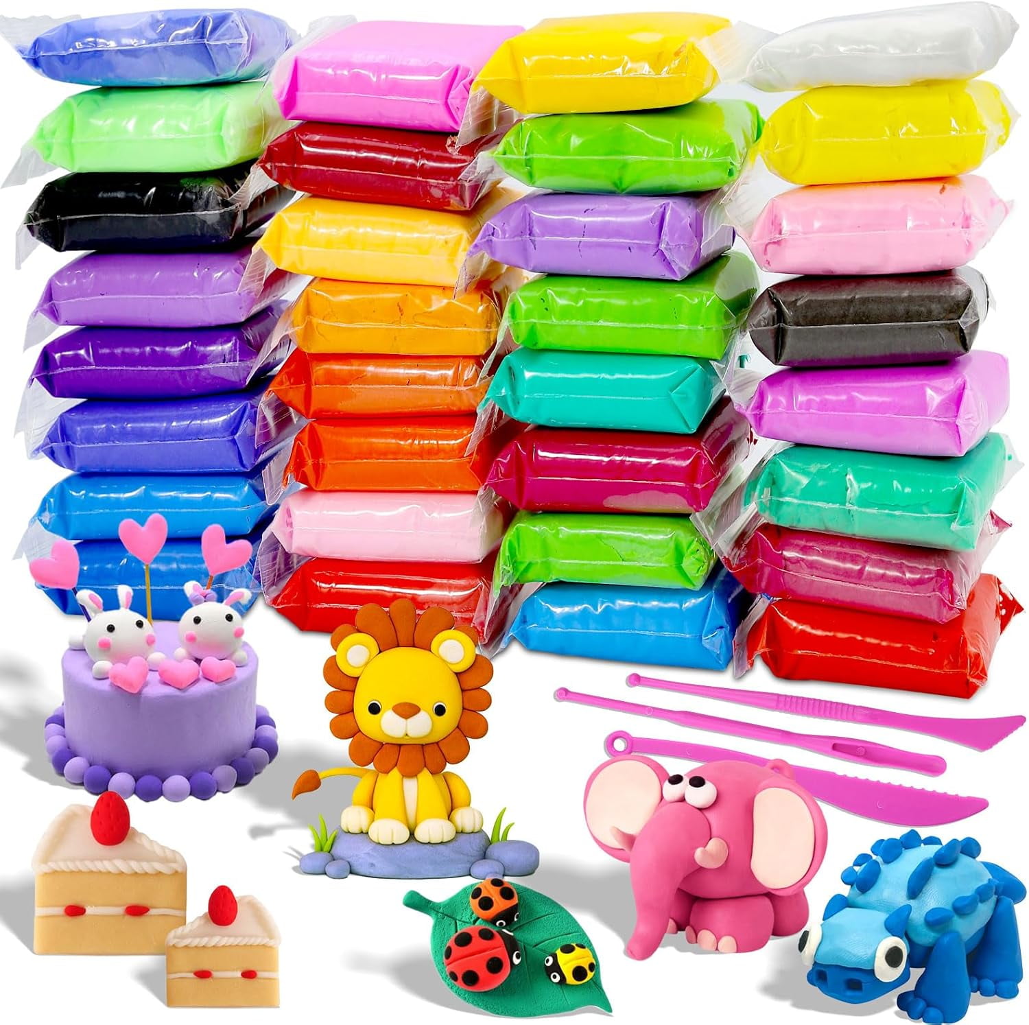 Brainybites Air Dry Clay Magic Clay kit Clearance 36 Colors DIY Molding ...