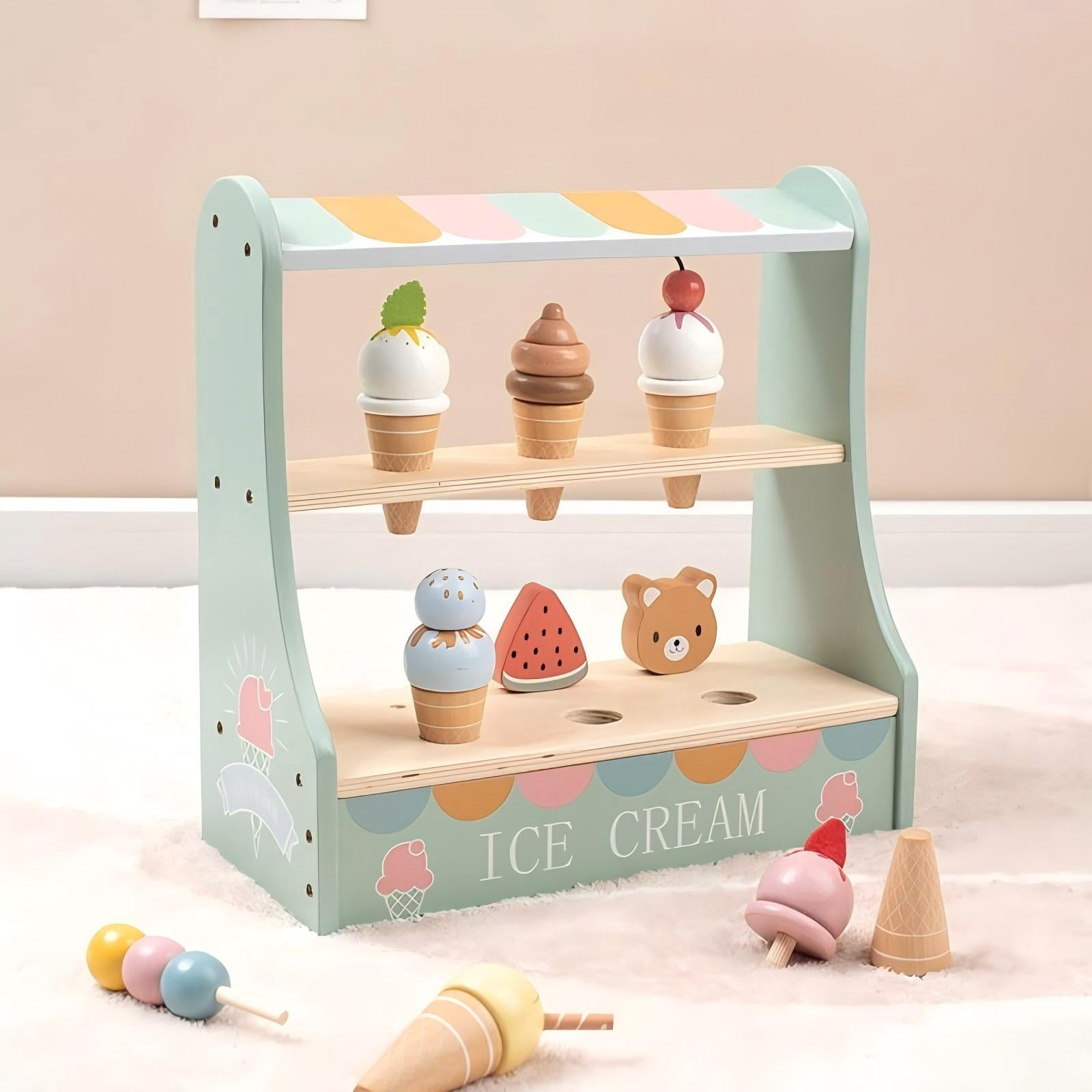 Brainybites Clearance,Wooden Ice Cream Parlor Playset with Sweets ...