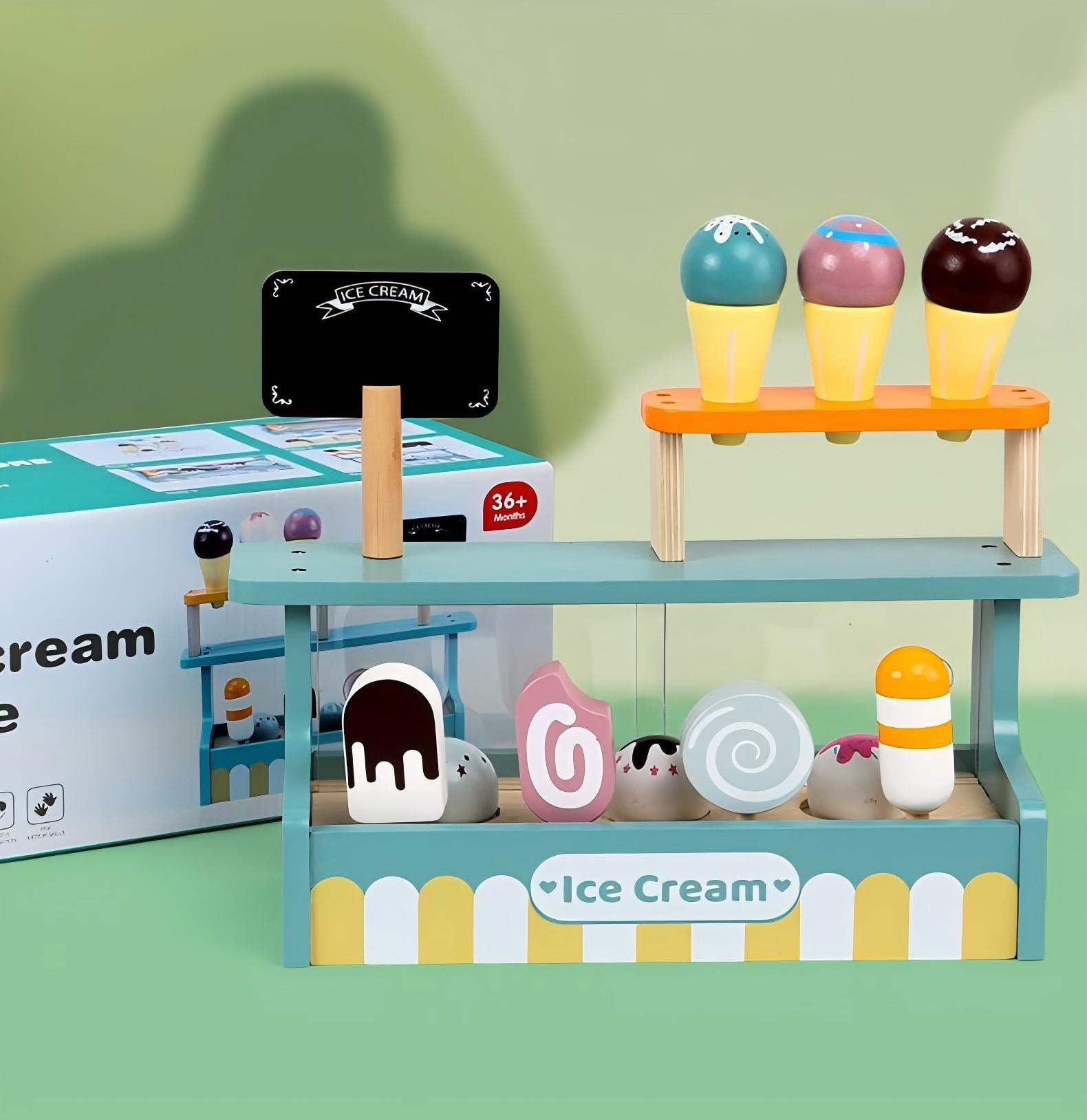 Brainybites Clearance,Wooden Ice Cream Parlor Playset with Sweets ...