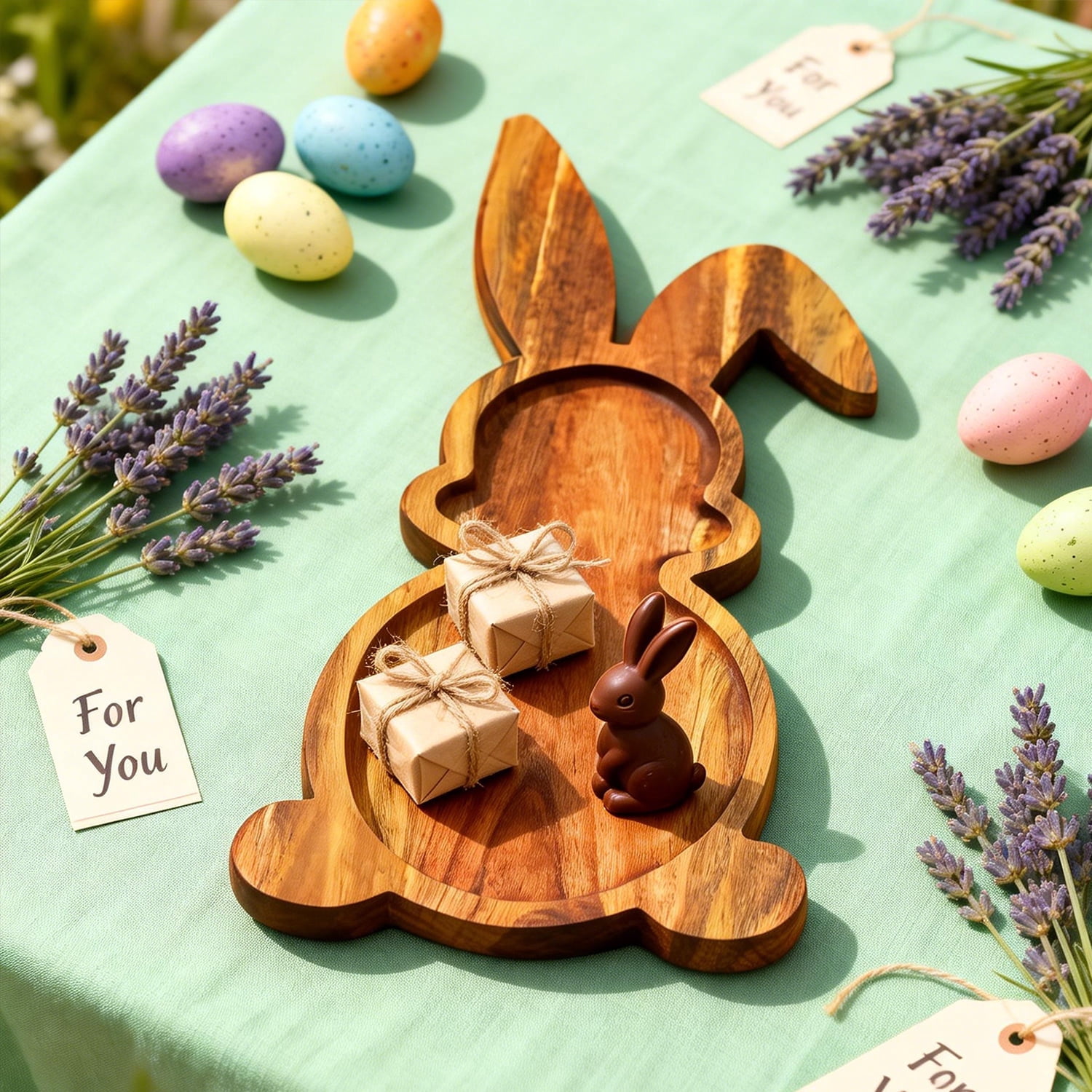 Brainybites Easter Decor Easter Bunny Plates Rabbit Wooden Serving ...