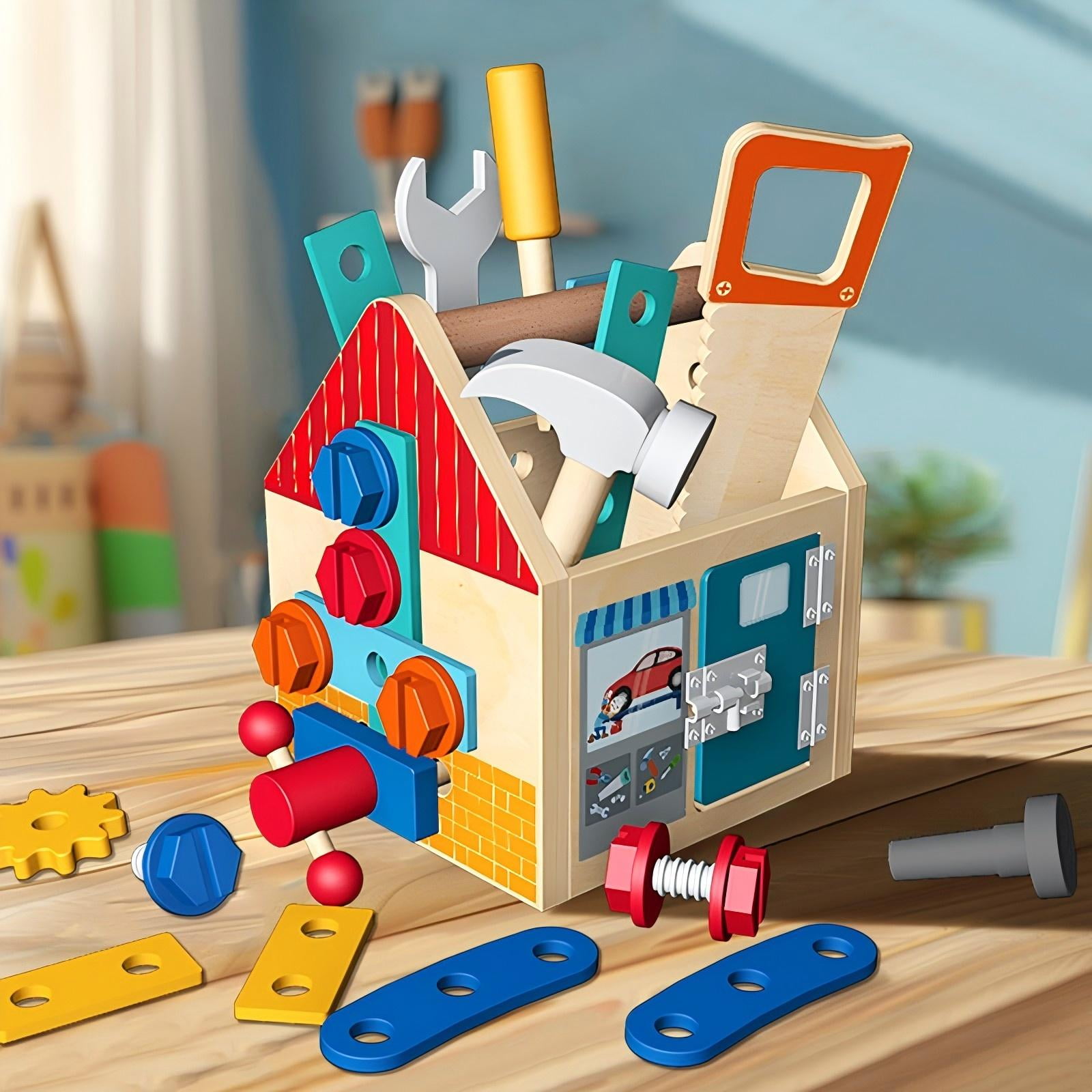 Brainybites Savings,Wooden Montessori Busy Board Toolbox - Educational ...