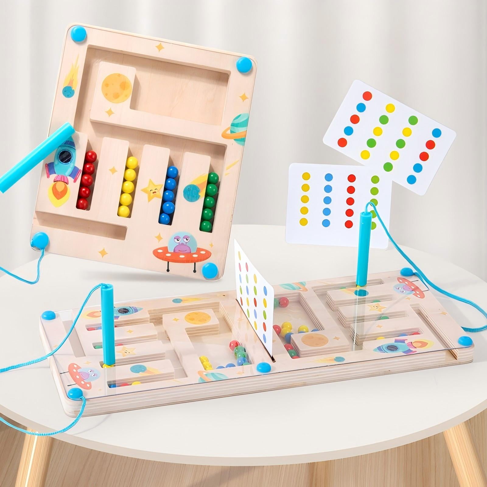 Brainybites Toys Savings,Wooden Four-Color Marble Logic Board Game for ...