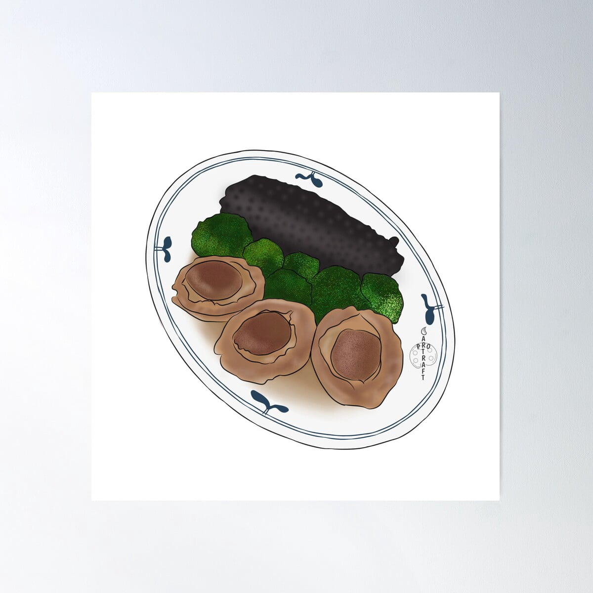 Braised Abalone Sea Food Poster Wall Art, Modern Wall Decor For Living ...