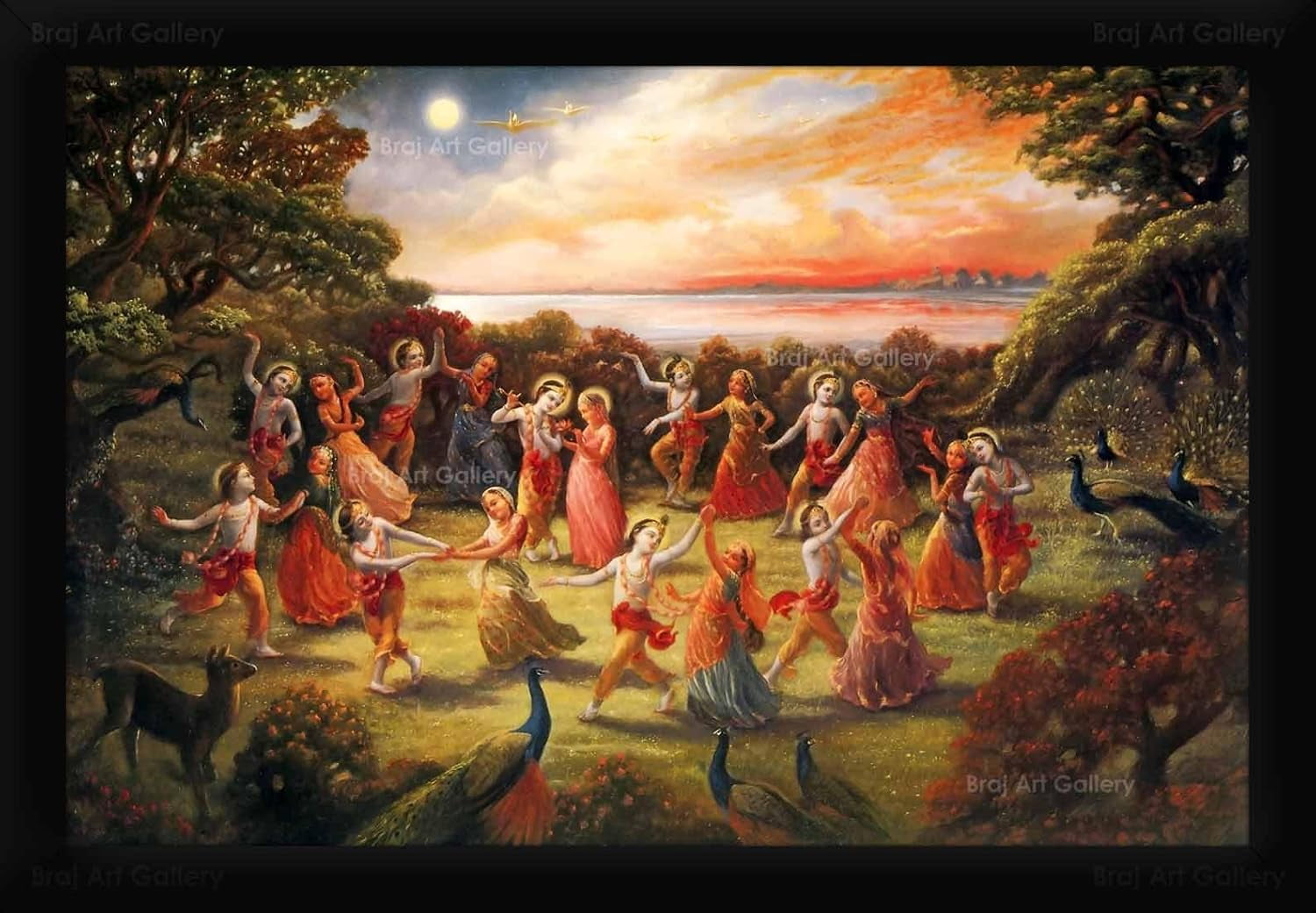 Braj Art Gallery Radha and Krishna Baal Raas Leela ISKCON Painting Photo Frame Size 195X135 ...