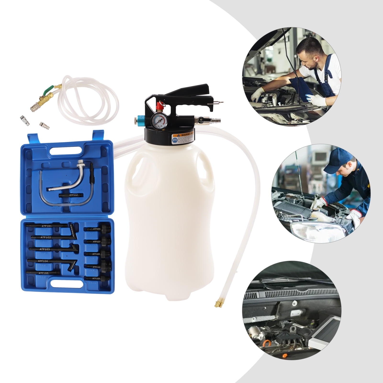 Brake Bleeder Kit & Fluid Extractor, 13pcs ATF Adapters, 10L Capacity ...