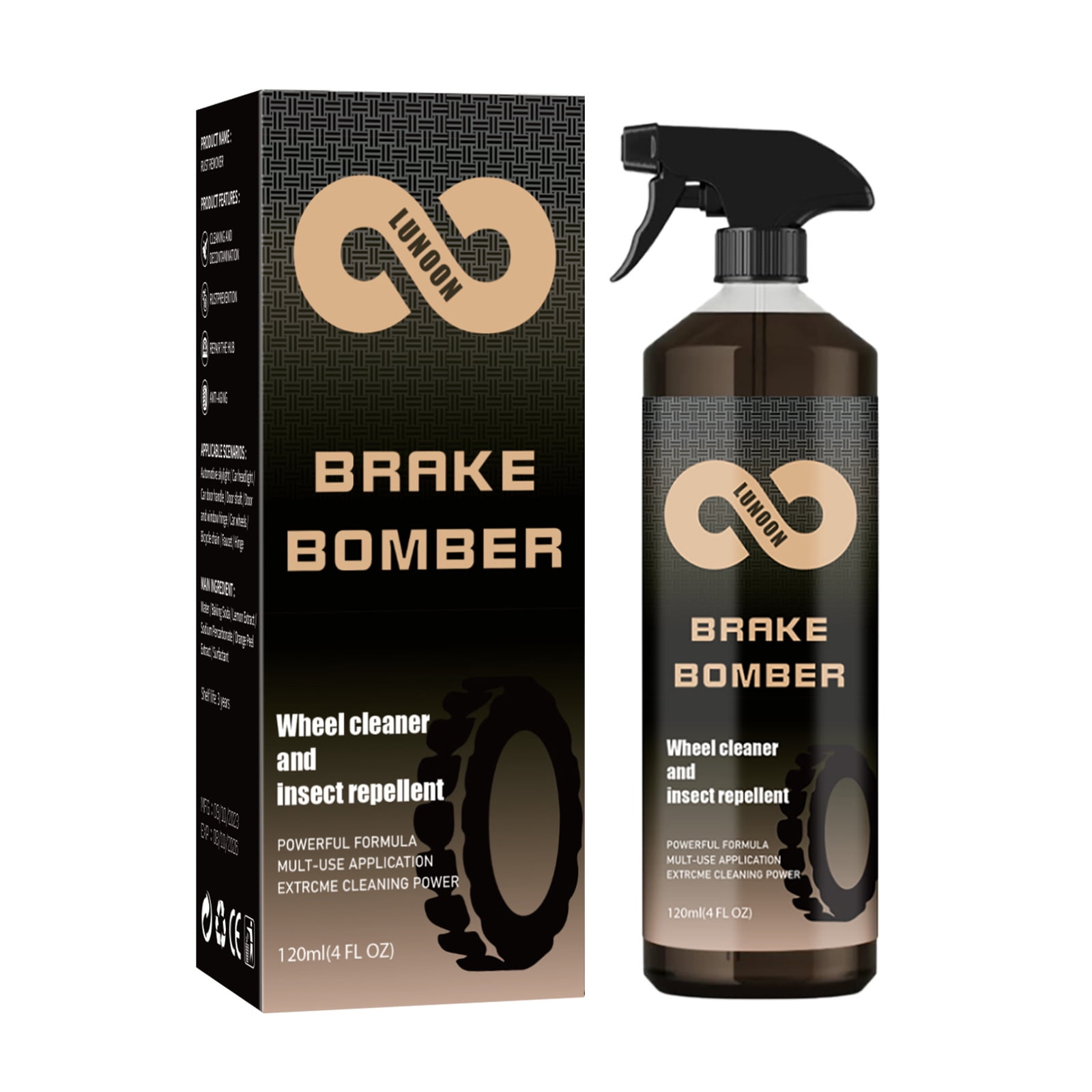 Brake Bomber Wheel Cleaner, Brake Bomber Spray 120 ml, Non-Acid Wheel Cleaner for Cleaning ...