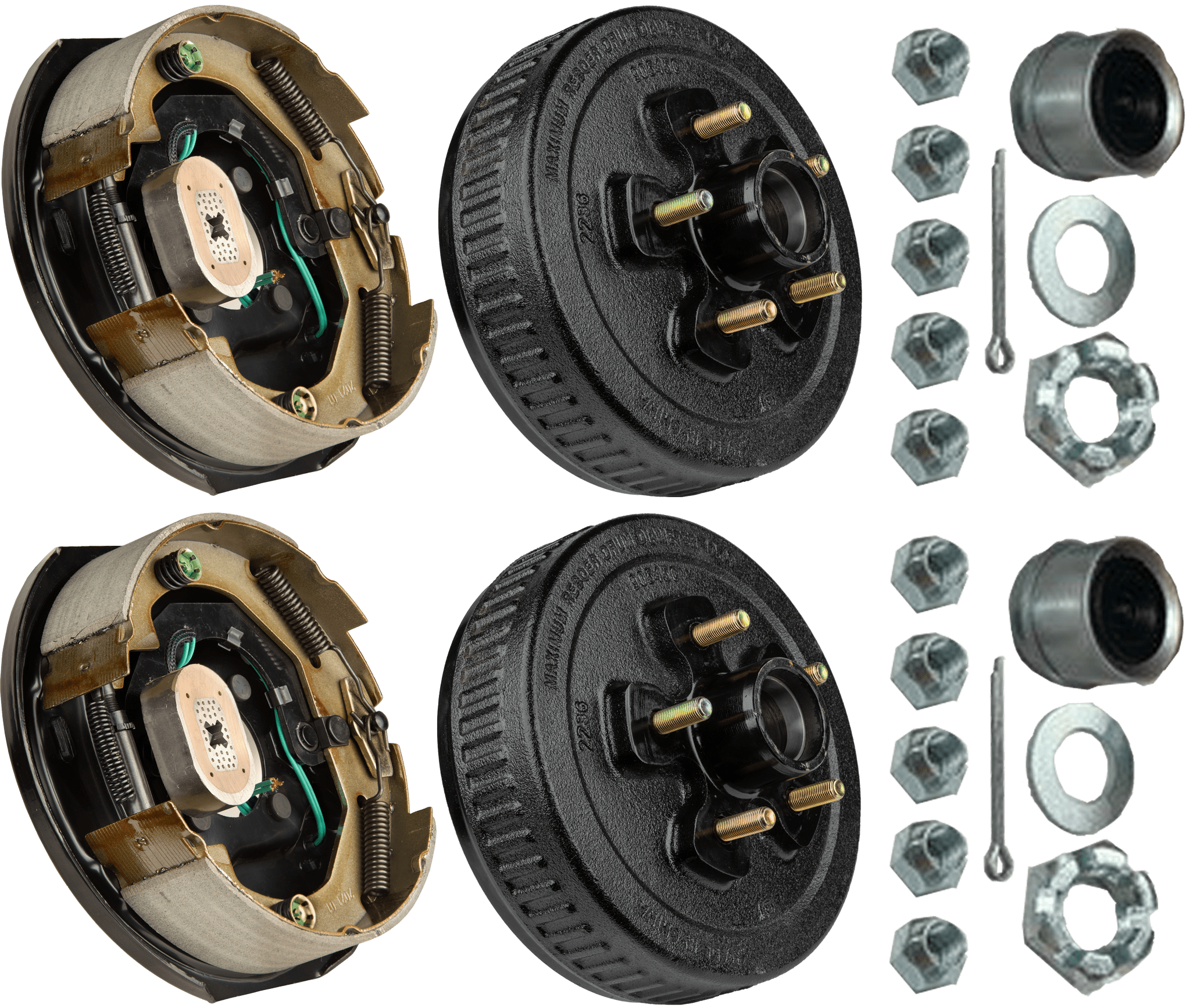 Brake & Hub Kit (2 Manual-Adjusting Brakes 10" x 2.25" AND 2 Loaded ...