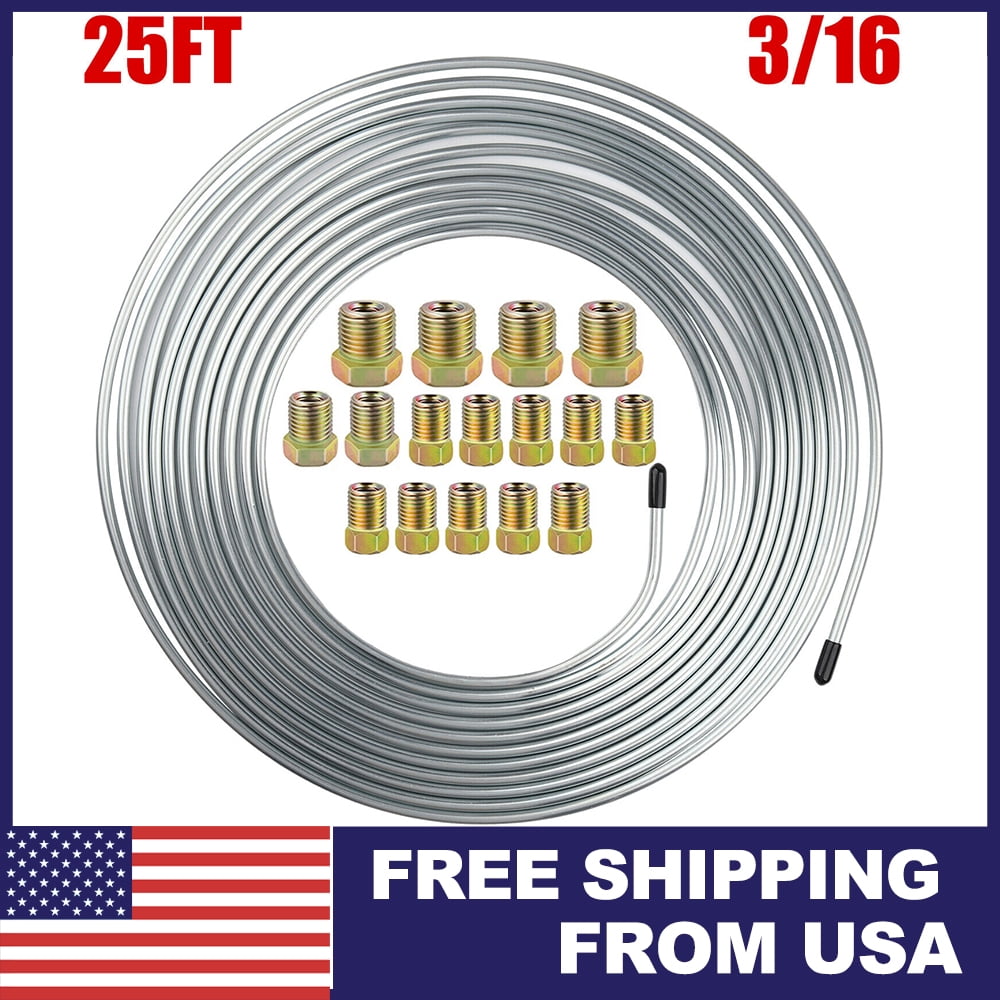 Brake Line Tubing Kit - 25 Ft. Flexible Double Galvanized Steel 3/16 16 ...