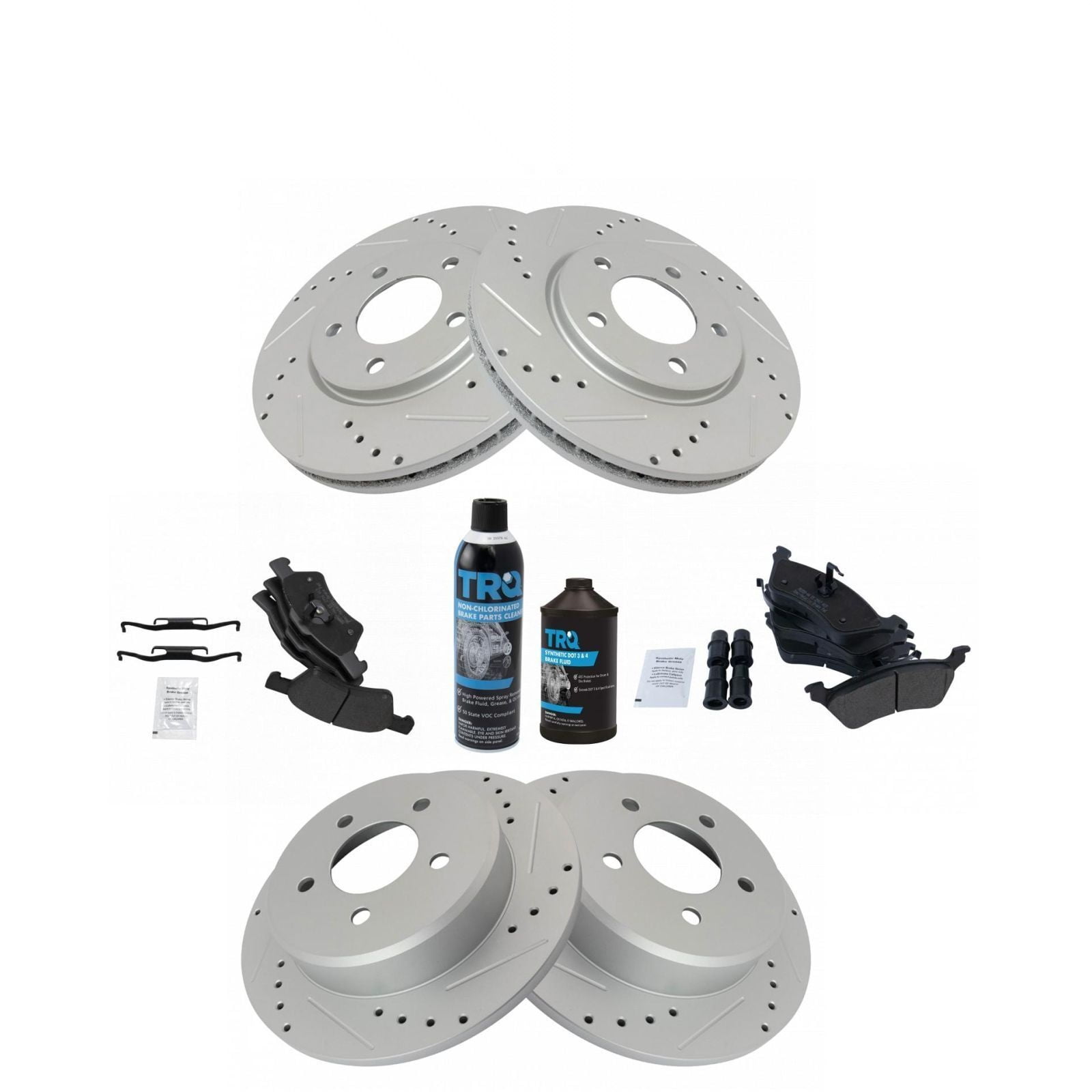 Brake Pad & Rotor Metallic Kit Front Rear for 2001-2007 for Dodge for Grand for Caravan & C ...