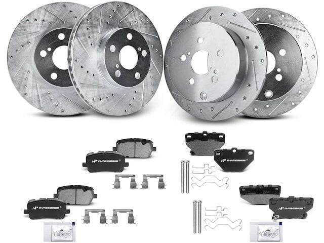 Brake Pad and Rotor Kit 12 - Compatible with 2003 - 2007 Toyota Matrix ...