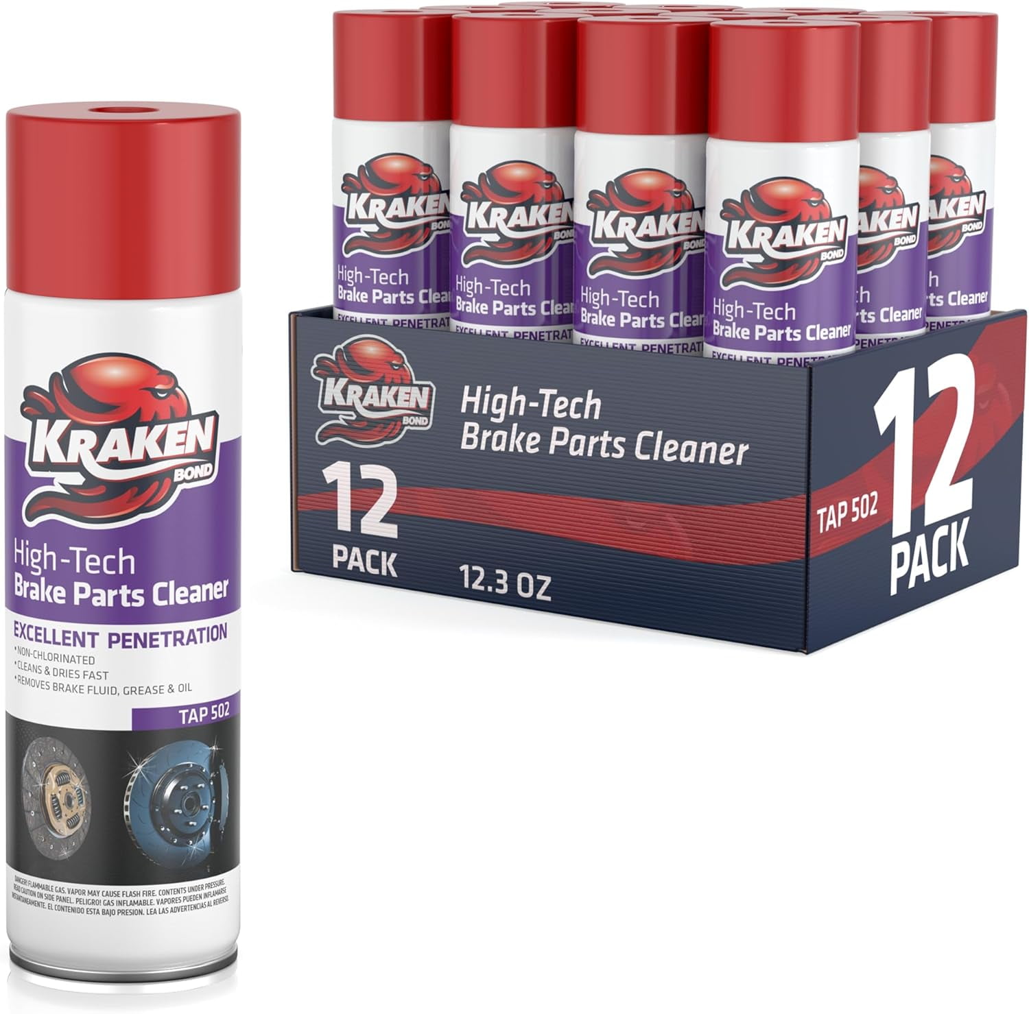 Brake Parts Cleaner Spray, Removal, Fast Drying, 12.3fl oz - 12 Pack ...