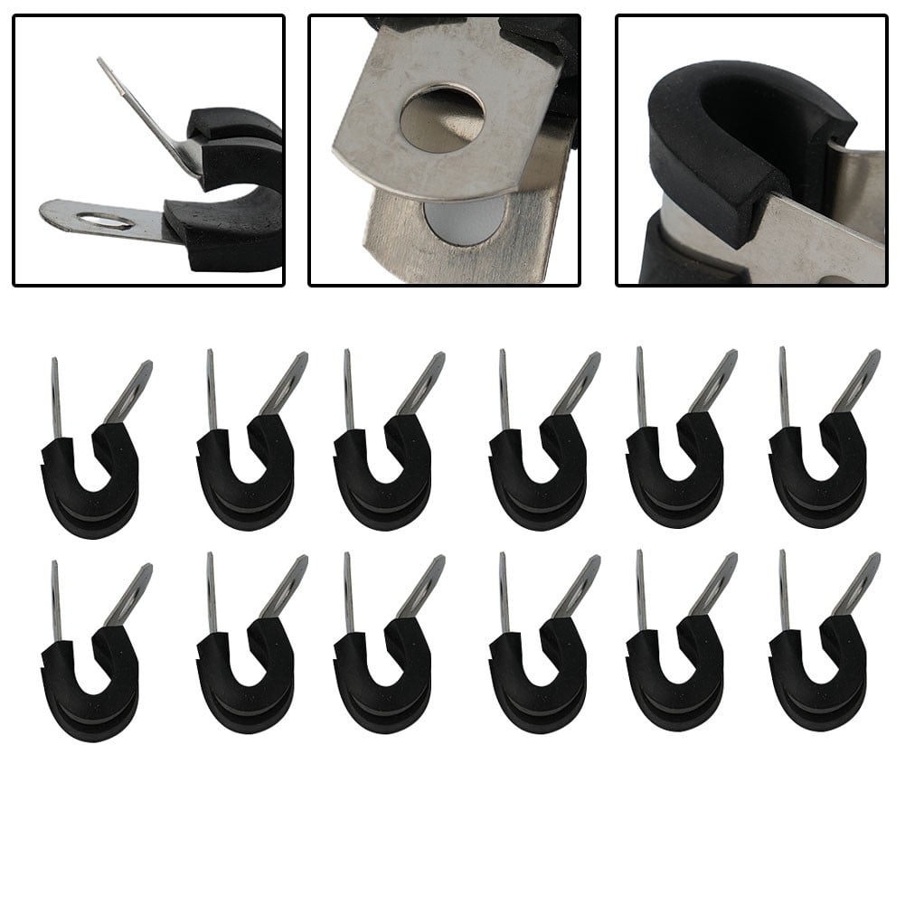 Brake Pipe Clips Rubber Lined P Clips 5/16" (5mm) lines Pack of 12 ...