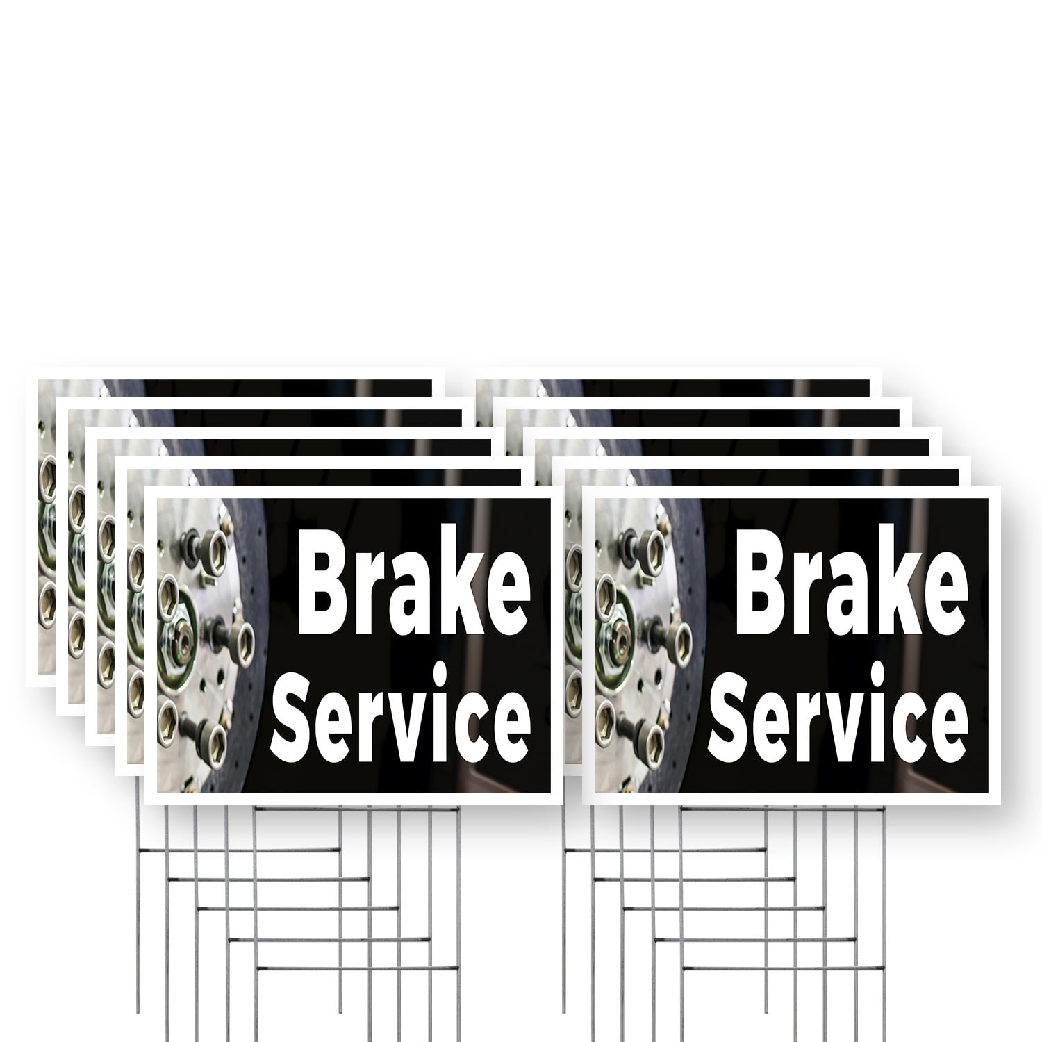 Brake Service Yard Sign 10 Pack of 18 Inch x 24 Inch Double Sided ...