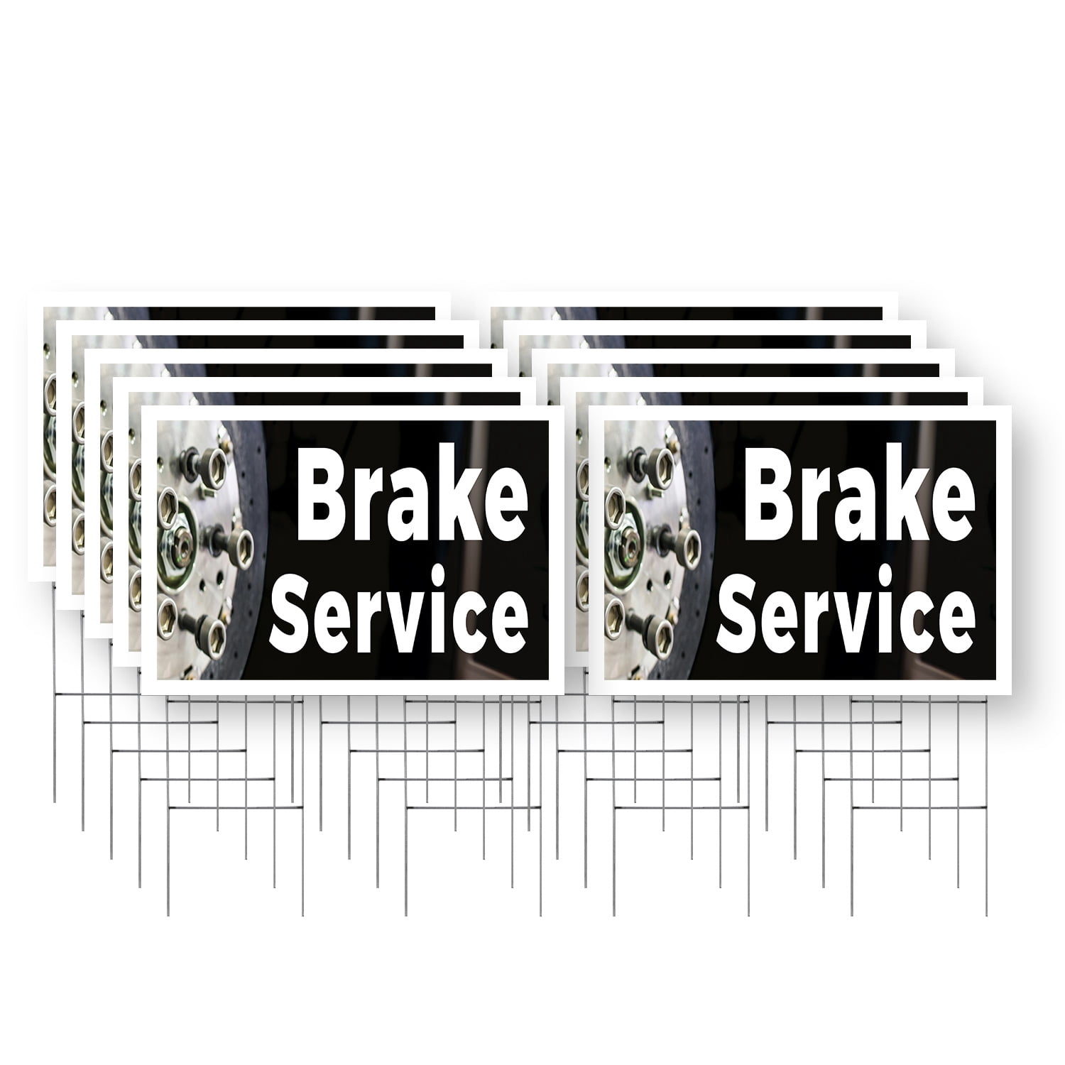 Brake Service Yard Sign 10 Pack of 24 Inch x 36 Inch Double Sided ...