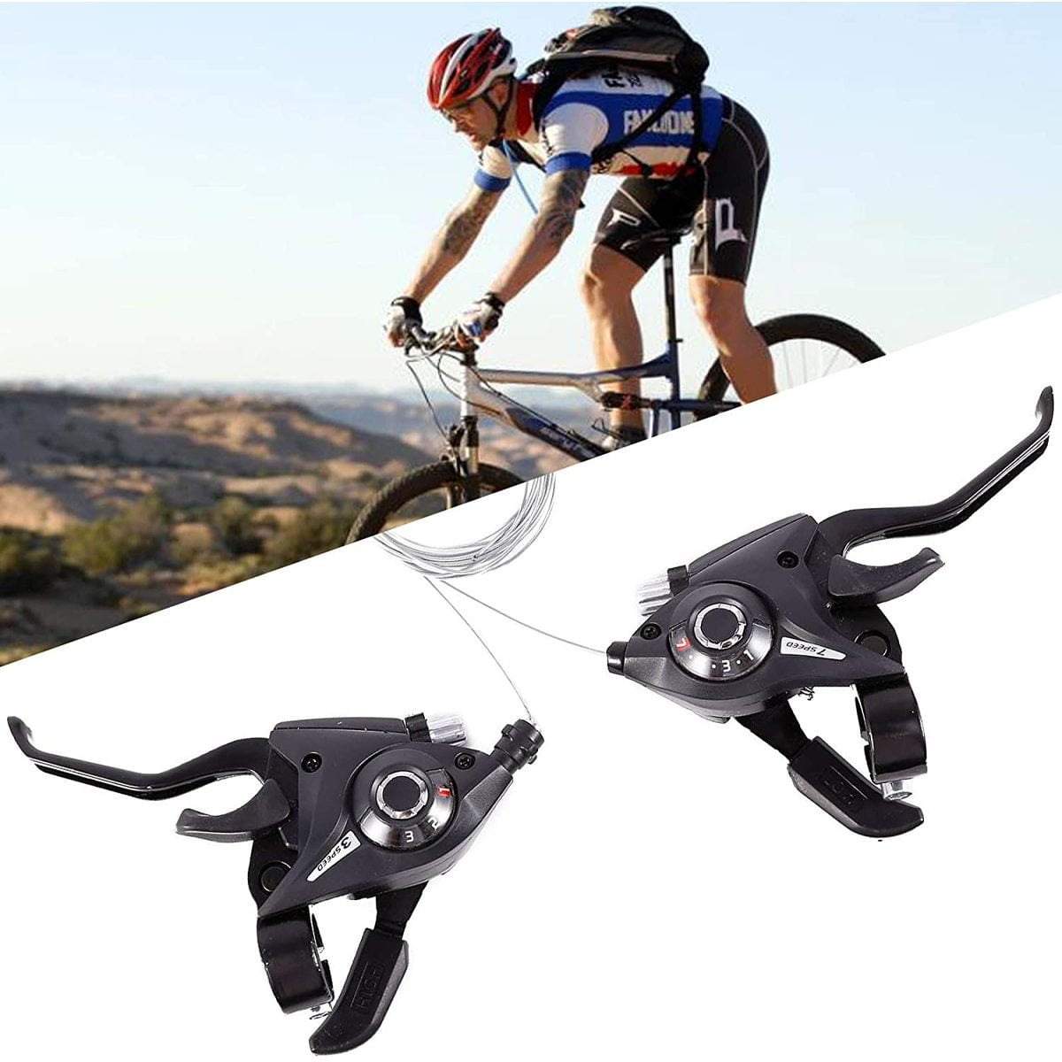 Brake lever shift lever set shift lever with brake cable 7/8 speed gear ...