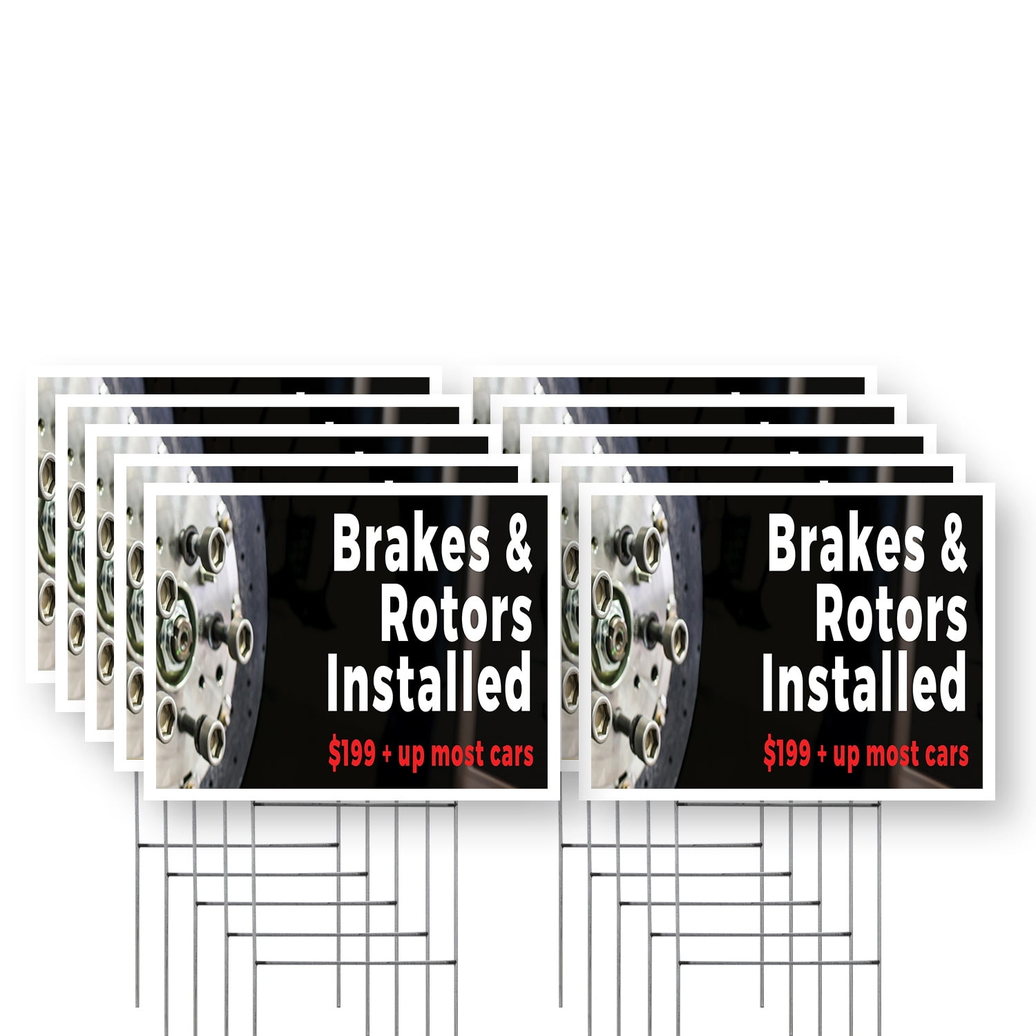 Brakes and Rotors Installed Yard Sign 10 Pack of 18 Inch x 24 Inch ...