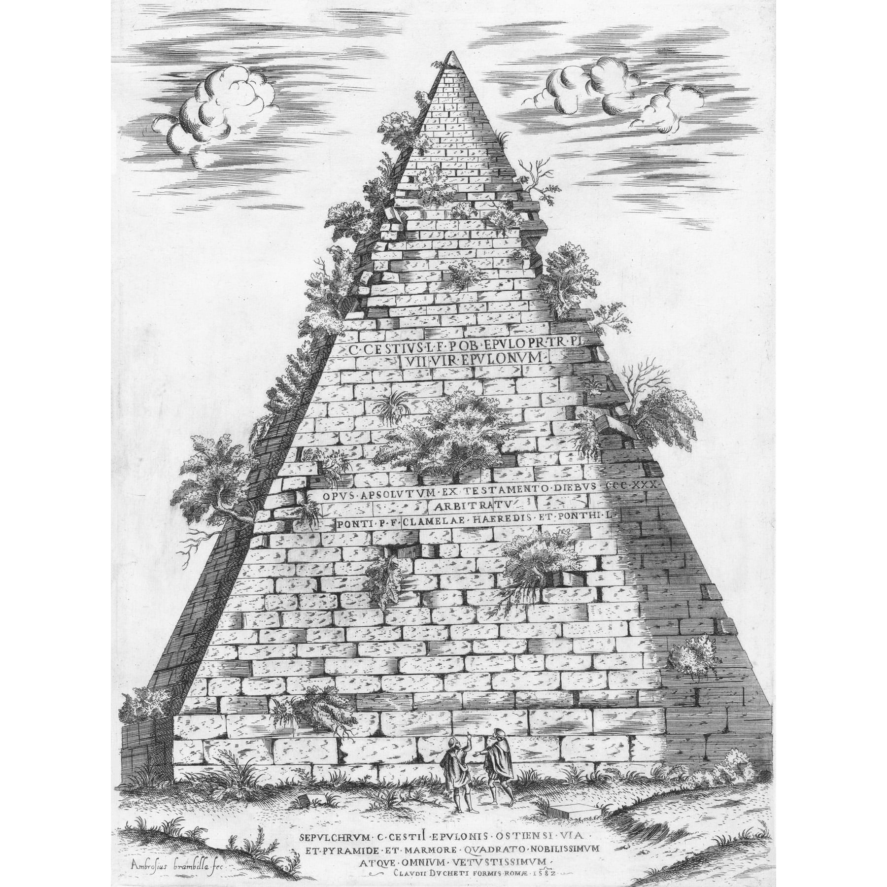 Brambilla Roman Pyramid Of Caius Cestius Engraving Extra Large XL Wall ...
