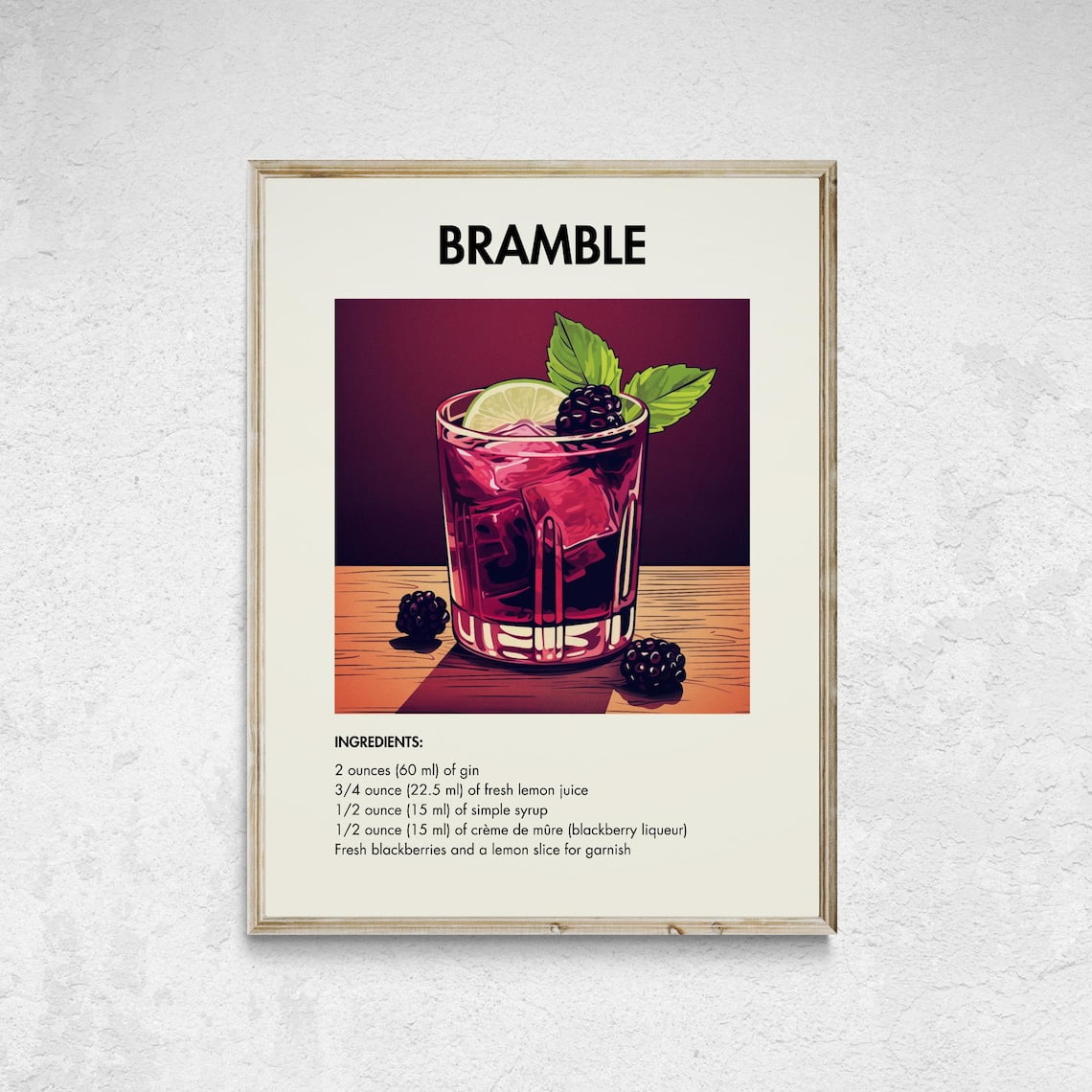 Bramble Cocktail, Bramble Cocktail Poster, Bramble Cocktail Print ...