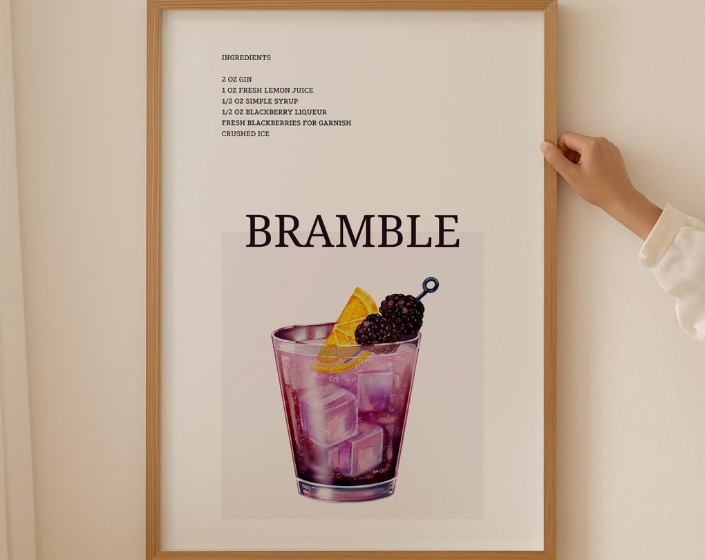 Bramble Cocktail Prints Retro, Signature Bar Sign Menu Drink Posters ...