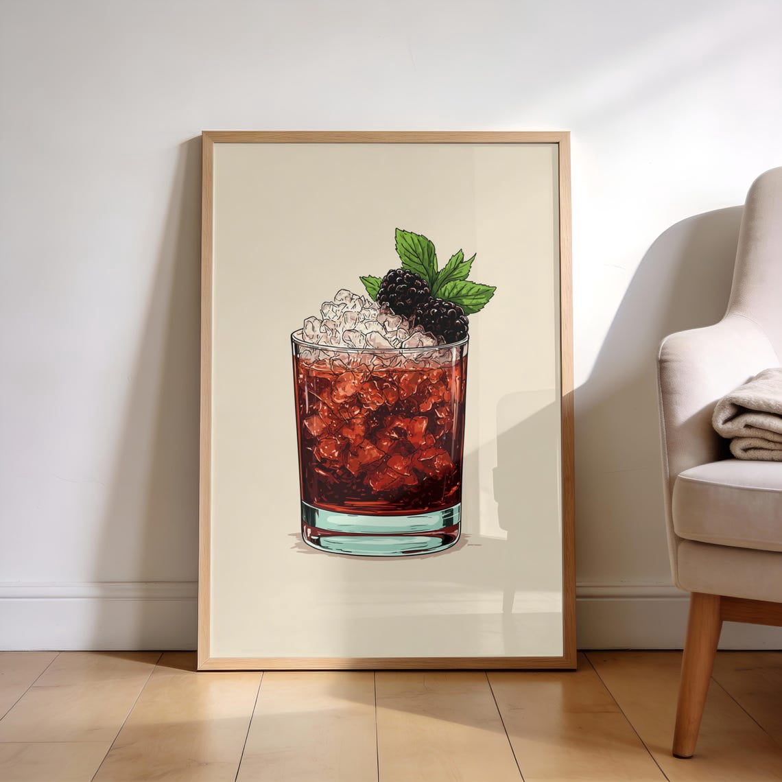 Bramble Cocktail Retro Cocktail Bar Cart Kitchen Poster Unframed Paper ...