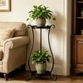 Brambleveil 2-Tier Round Metal Plant Stand, Indoor Outdoor Flower Pot ...