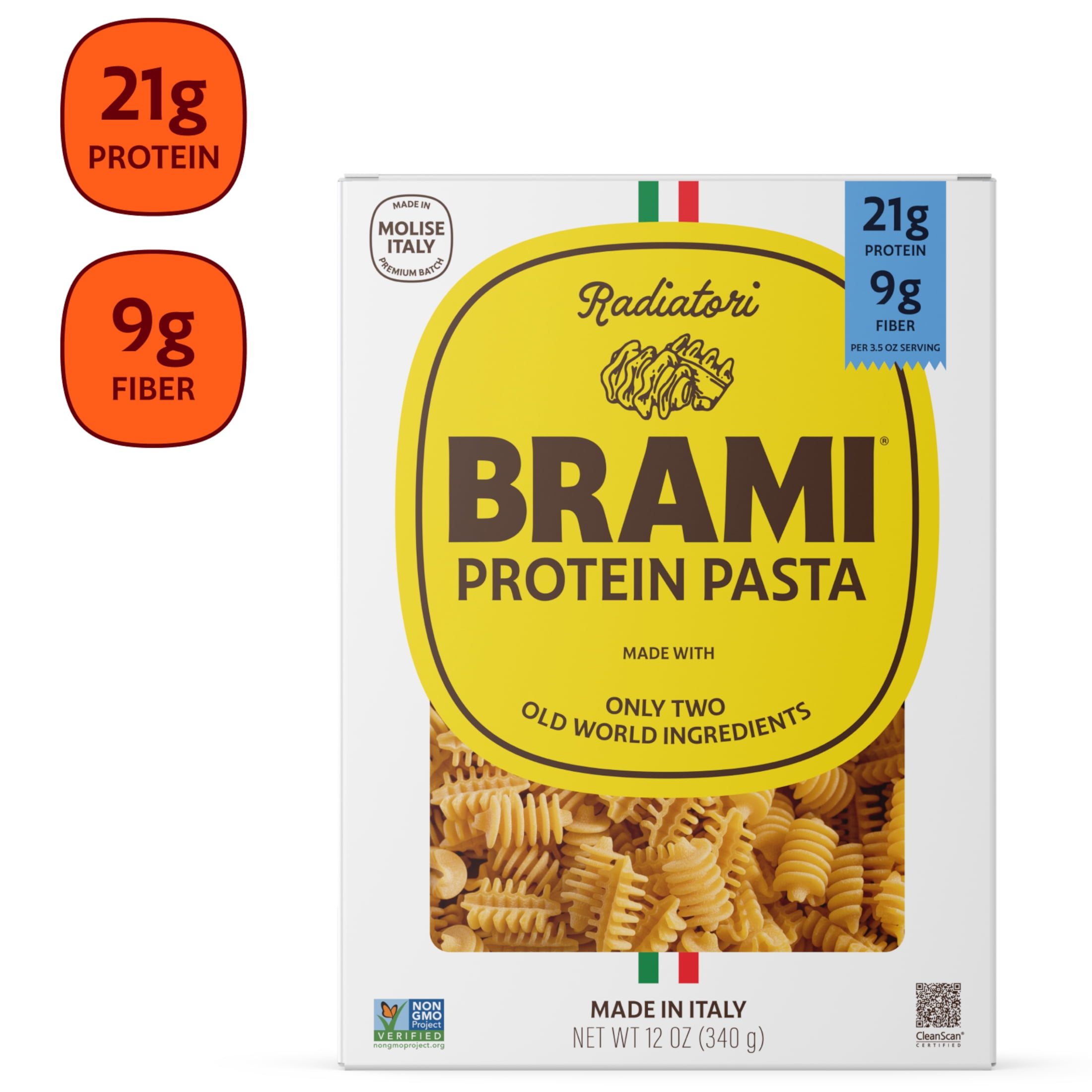 BRAMI Radiatori High Protein Pasta, Made in Italy, 21g Protein, High ...
