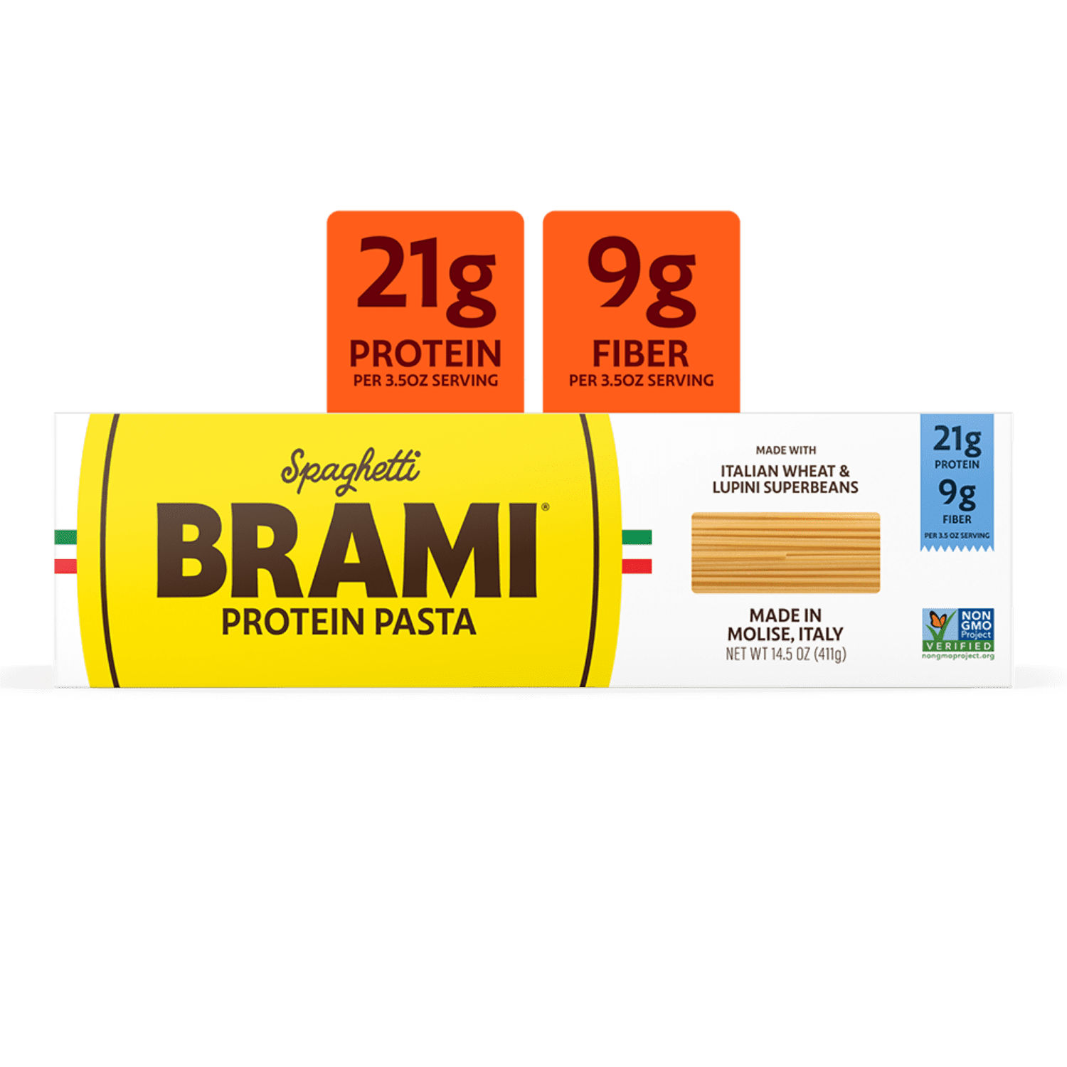 Brami Italian Protein Spaghetti Pasta, Bronze Cut, High Fiber, Lower ...