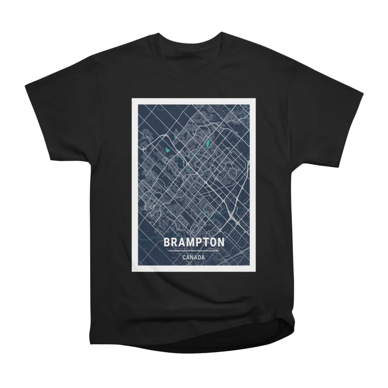 Brampton Canada Blue Dark City Map T-Shirt Tee Gift For Him Merch For ...