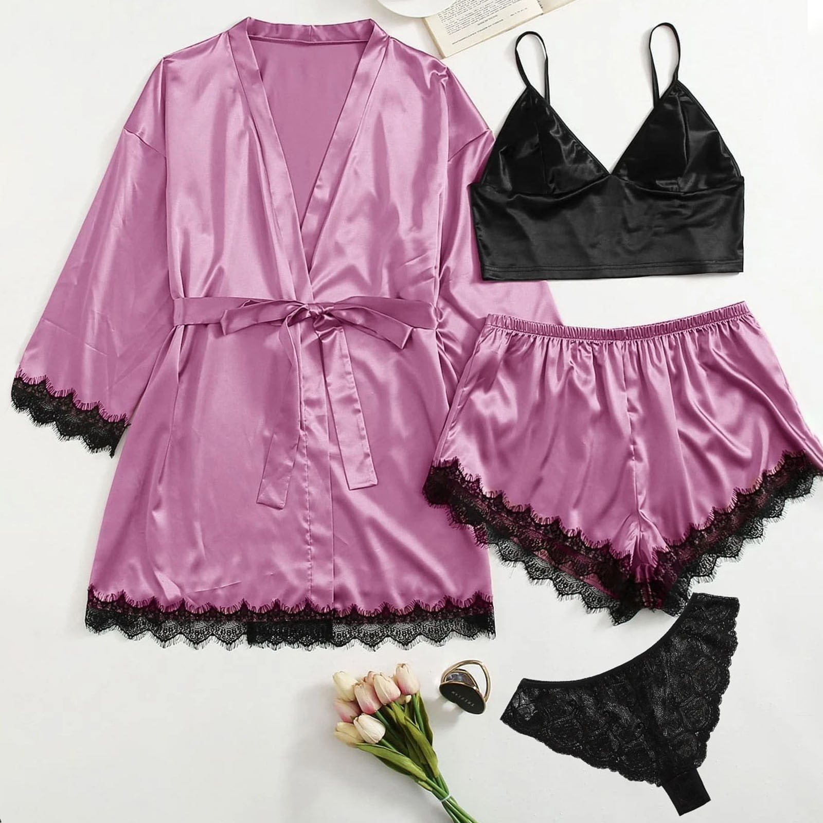 Bramtres Pajama Sets For Women 2 Piece Silk Pajamas Fashion Sexy