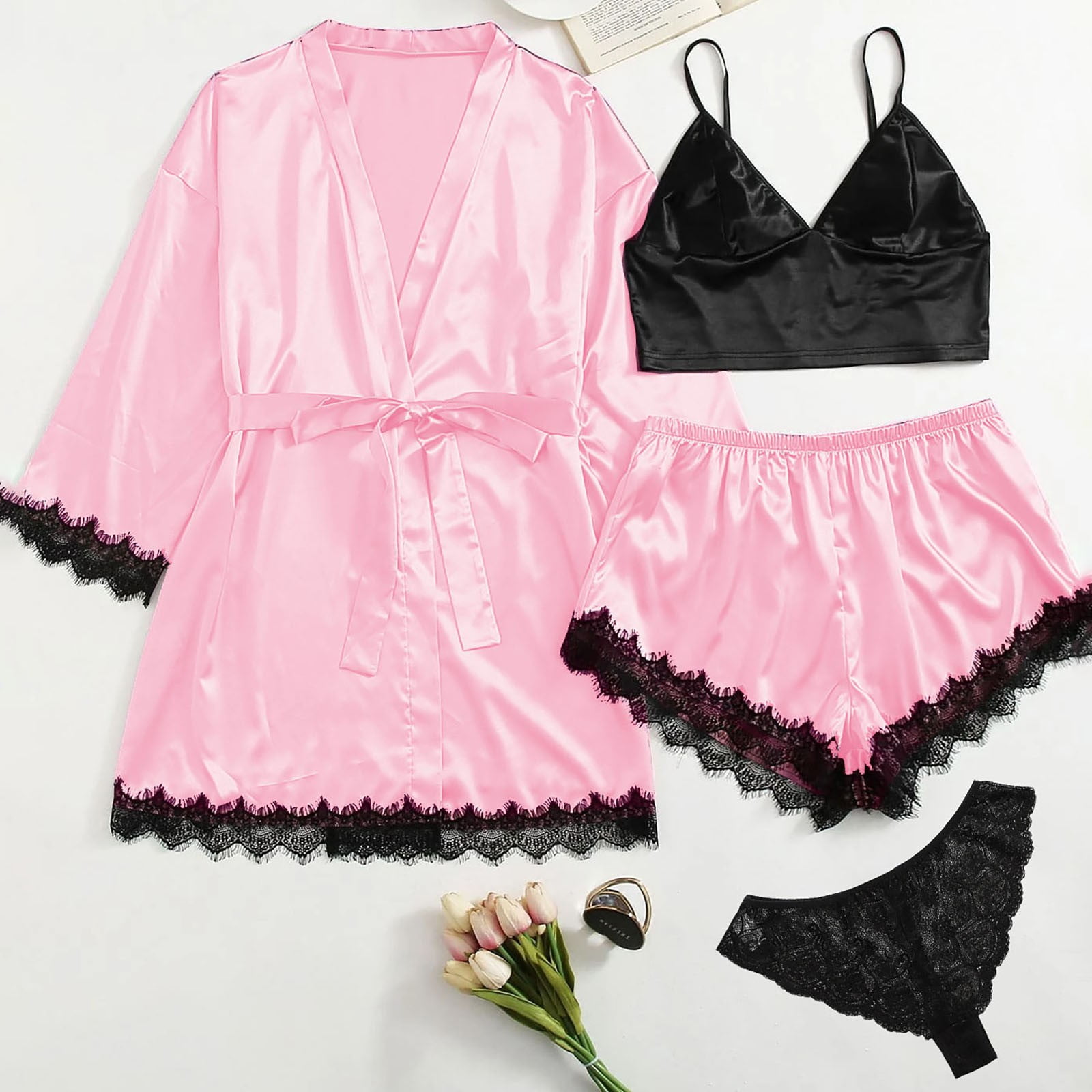 Bramtres Pajama Sets For Women 2 Piece Silk Pajamas Fashion Sexy
