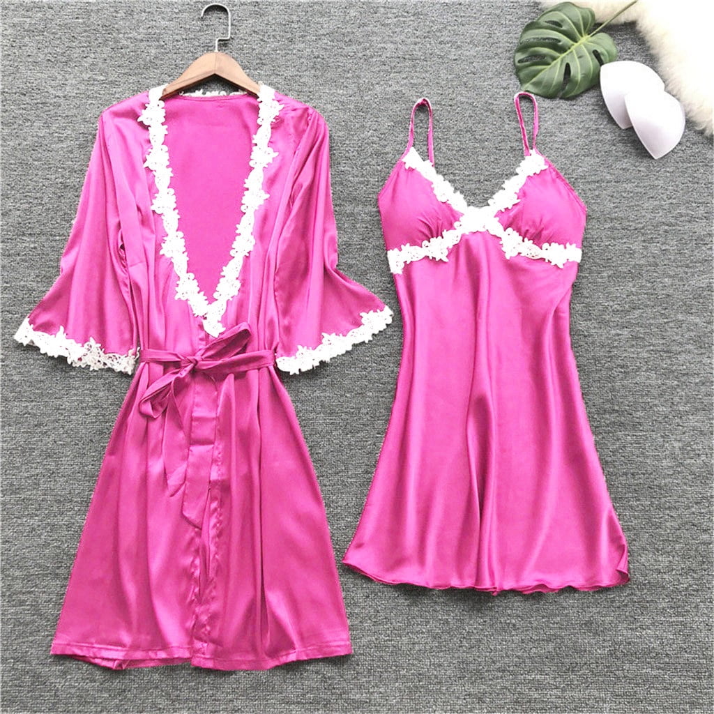 Bramtres Pajama Sets For Women 2 Piece Silk Pajamas Women Sexy Lace