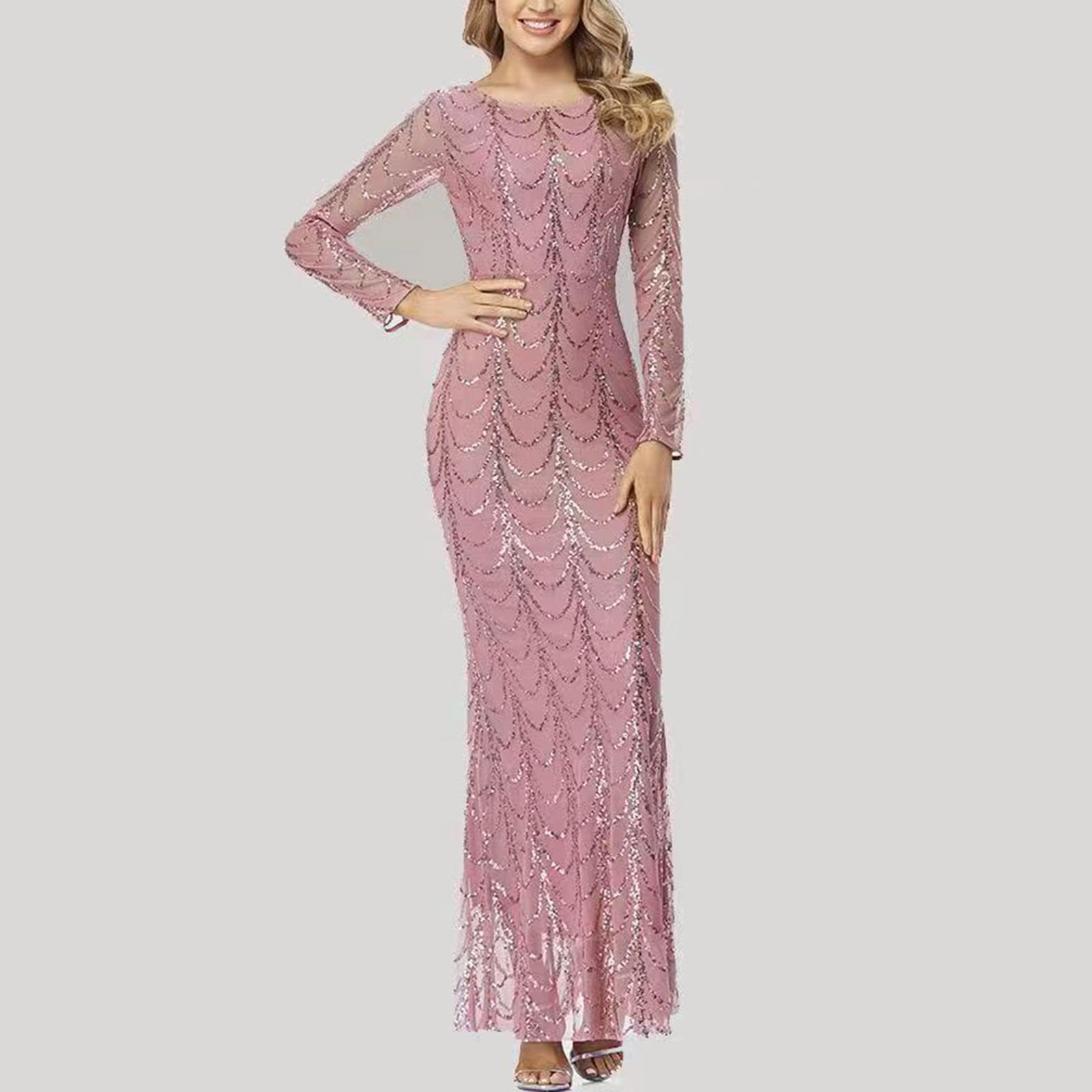 Bramtres Prom Dresses 2024,Maxi Dresses,Women Long Sleeve Prom Dress ...