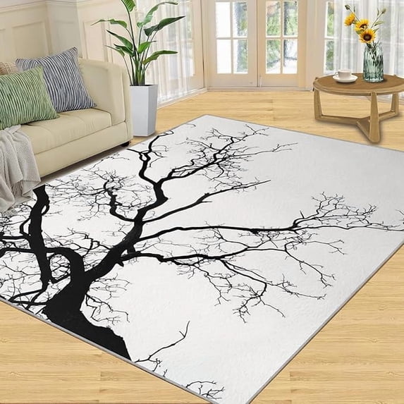 Branch Area Rugs, Minimalist Tree Rug for Bedroom Modern Artistic ...