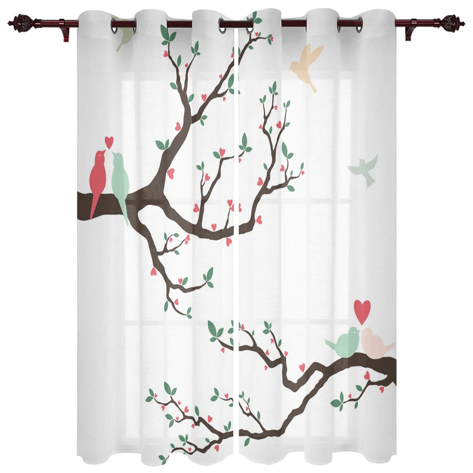 Branch Bird Watercolor Large Curtains For Living Dining Modern Simple ...