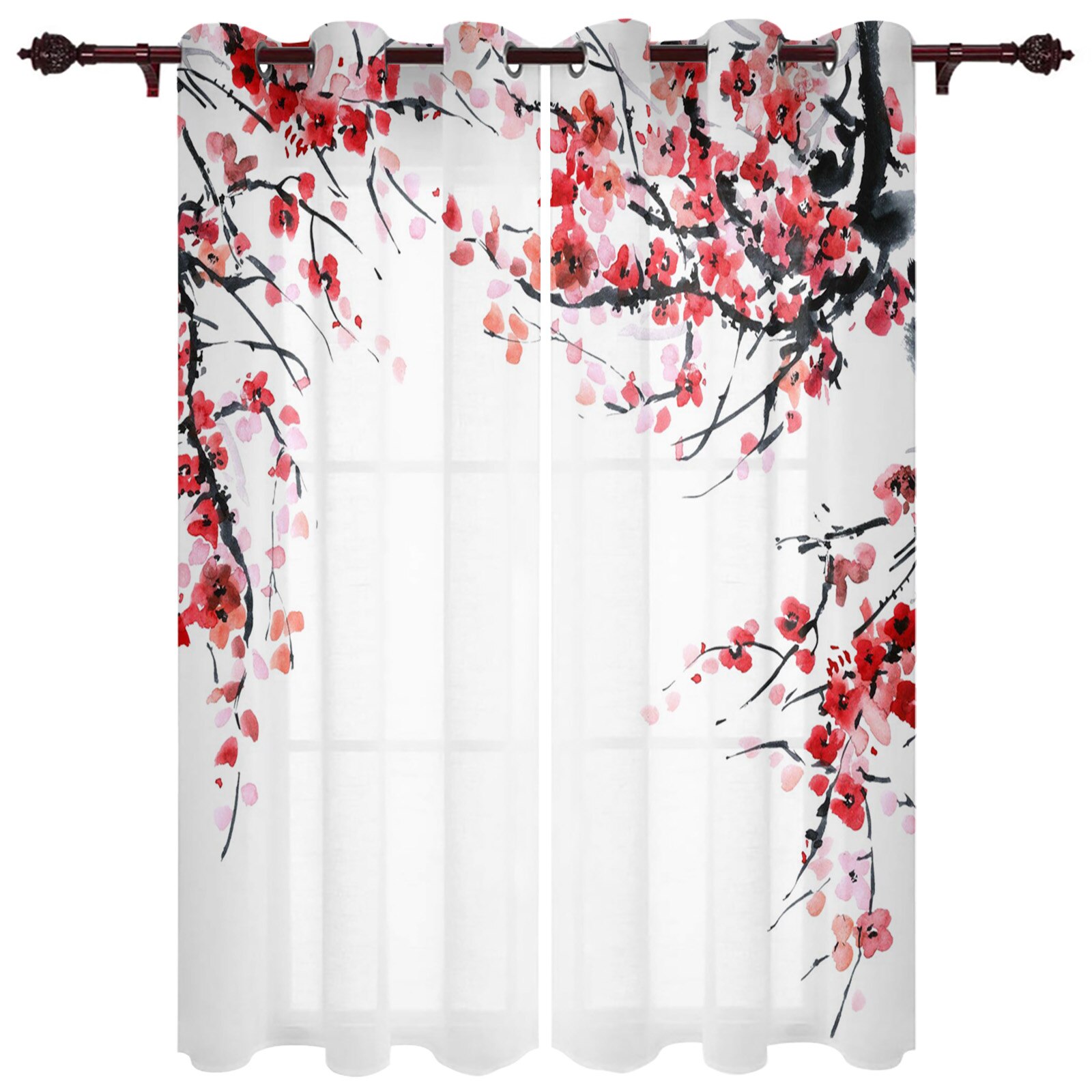 Branch Bird Watercolor Large Curtains For Living Dining Modern Simple ...