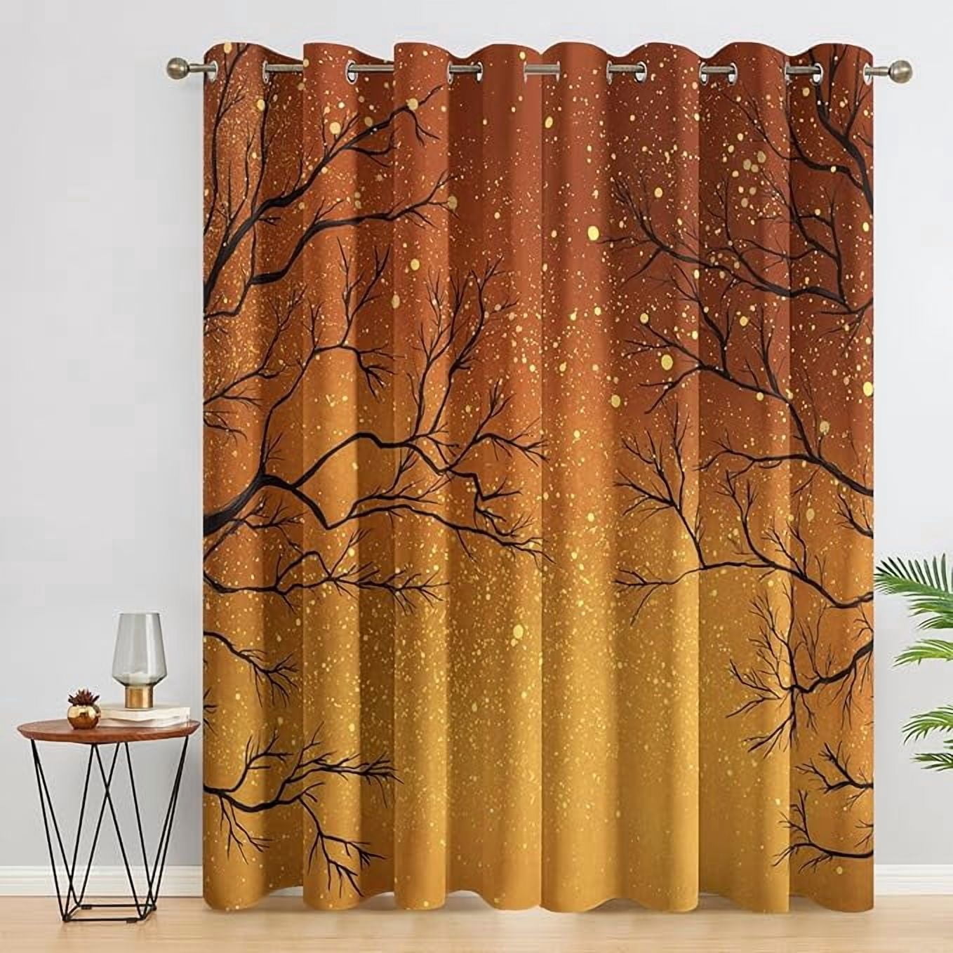 Branch Blackout Curtains, Ombre Yellow Tree Curtains for Bedroom Living ...