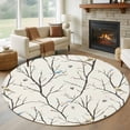 Branch Flower 5FT Round Area Rugs for Living Room Bee Bird Bud Retro ...