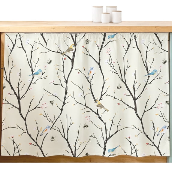 Branch Flower Cabinet Curtains Bee Bird Bud Retro Sink Skirt Privacy ...